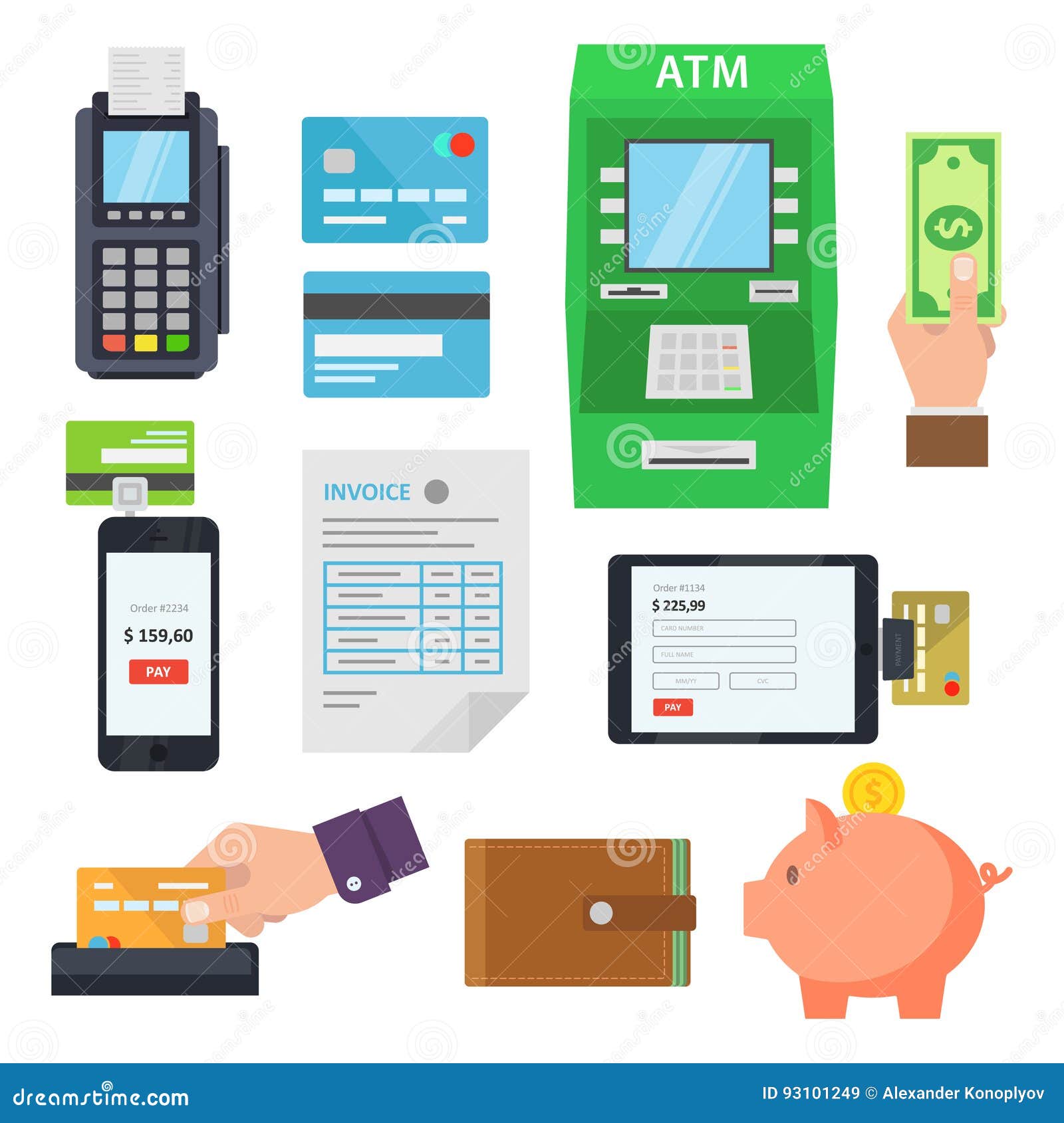 Pago De Servicios Vía Los Terminales Y Los Servicios Web Ilustración ...