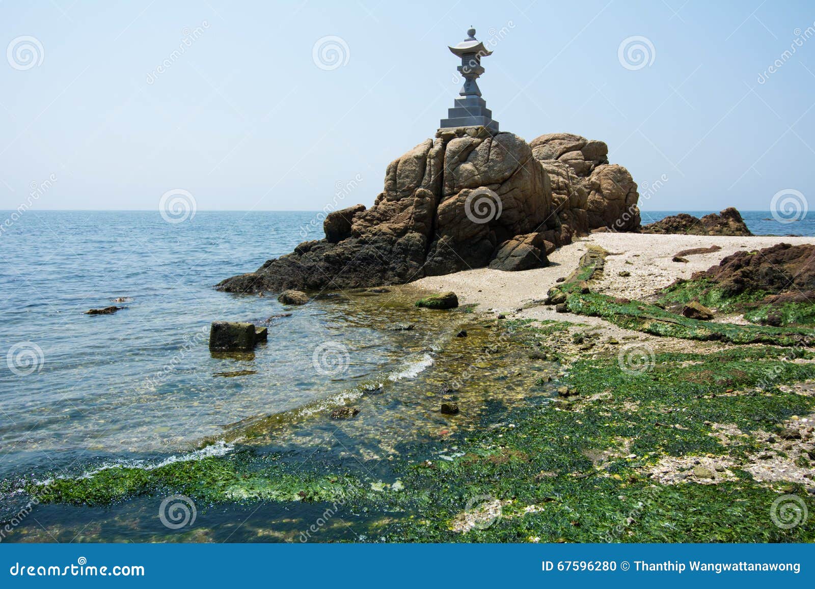 Pagoda and beach stock photo. Image of blue, coastline - 67596280