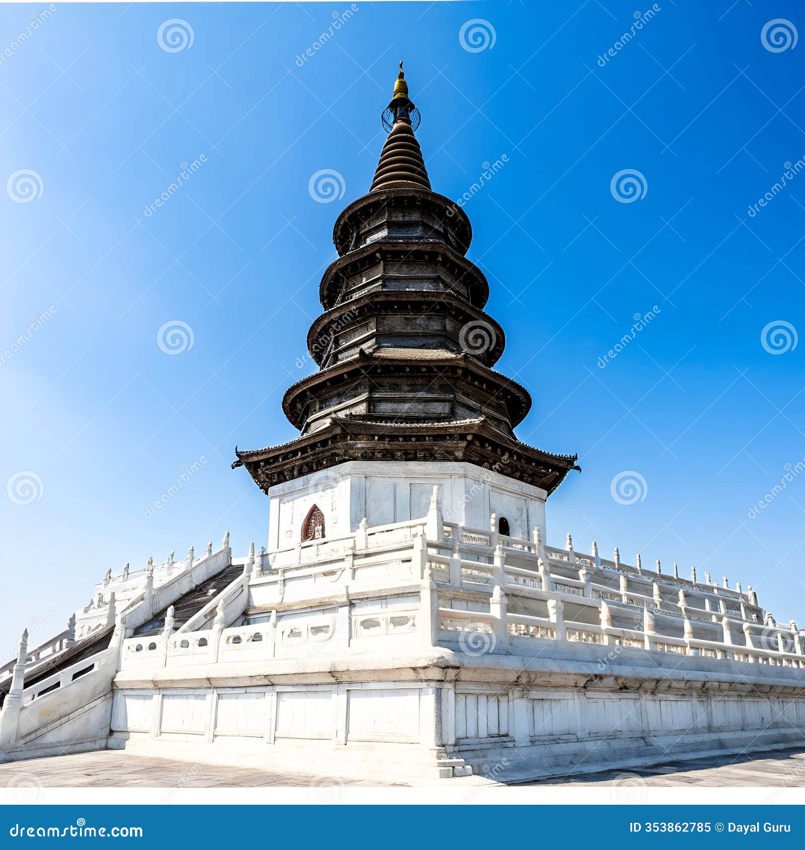Pagoda with Blue Sky Background Isolated on White Background Stock ...