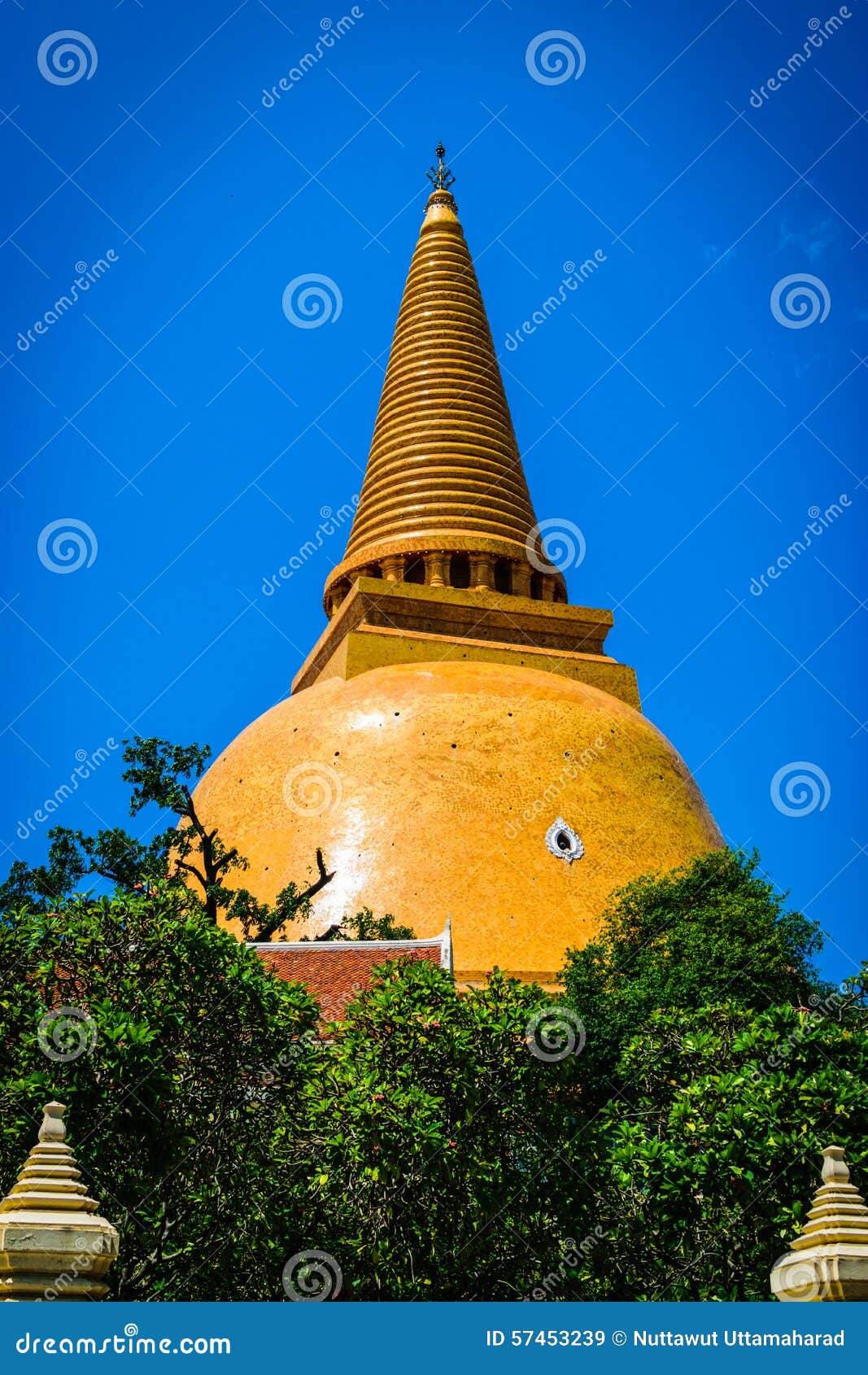 Pagoda on Blue Sky Background Stock Image - Image of detail, color ...
