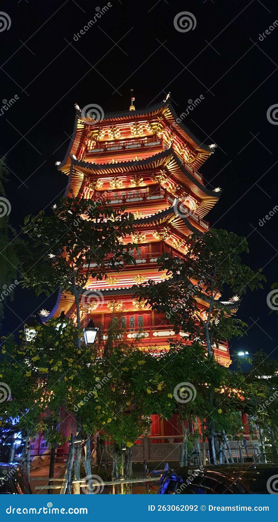 PAGODA CHINESE LANTERN NIGHTLAMP TOWER Stock Photo - Image of lantern ...