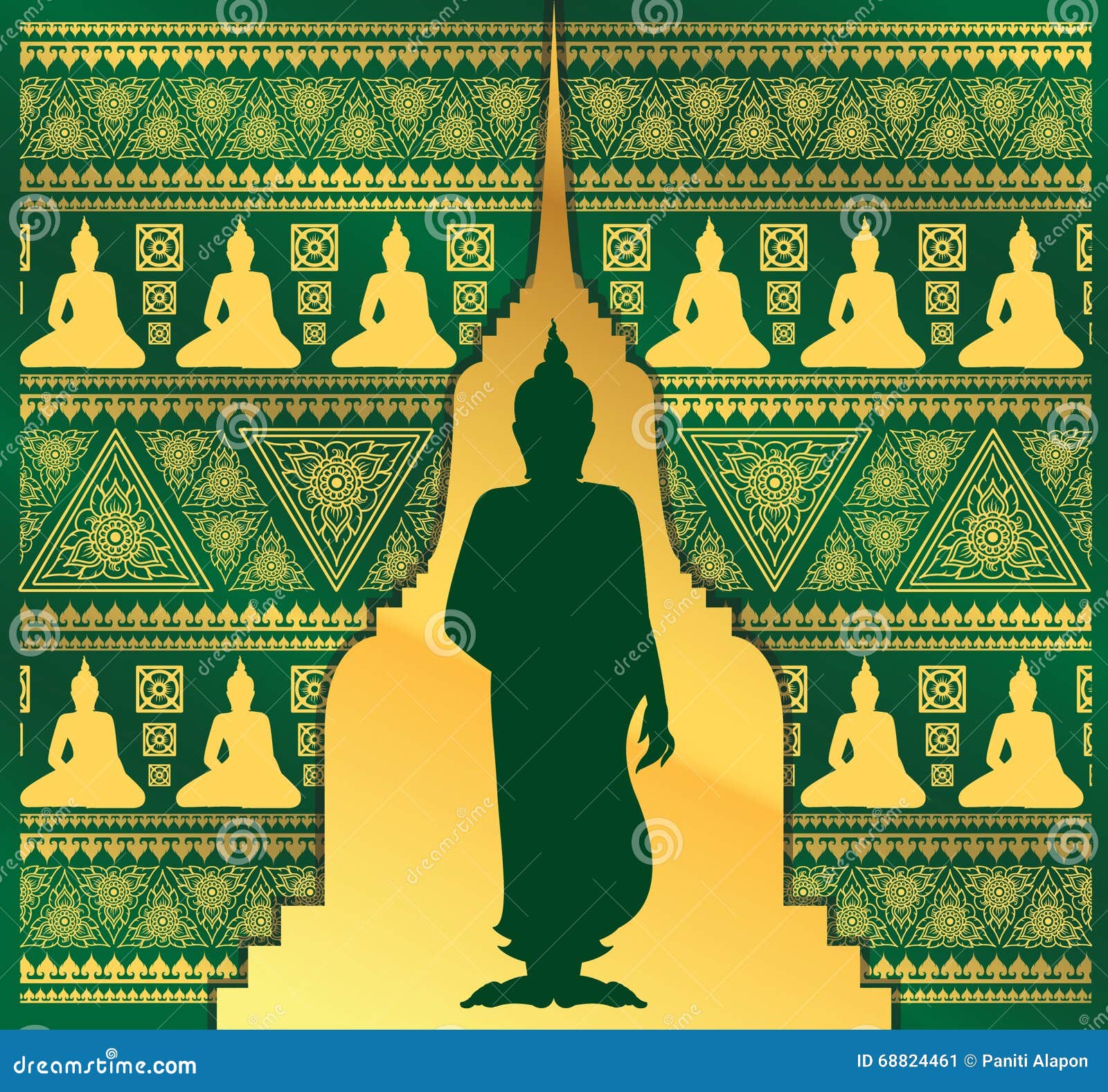 Pagoda Ethnic Buddha Pattern Stock Vector - Illustration of pattern ...