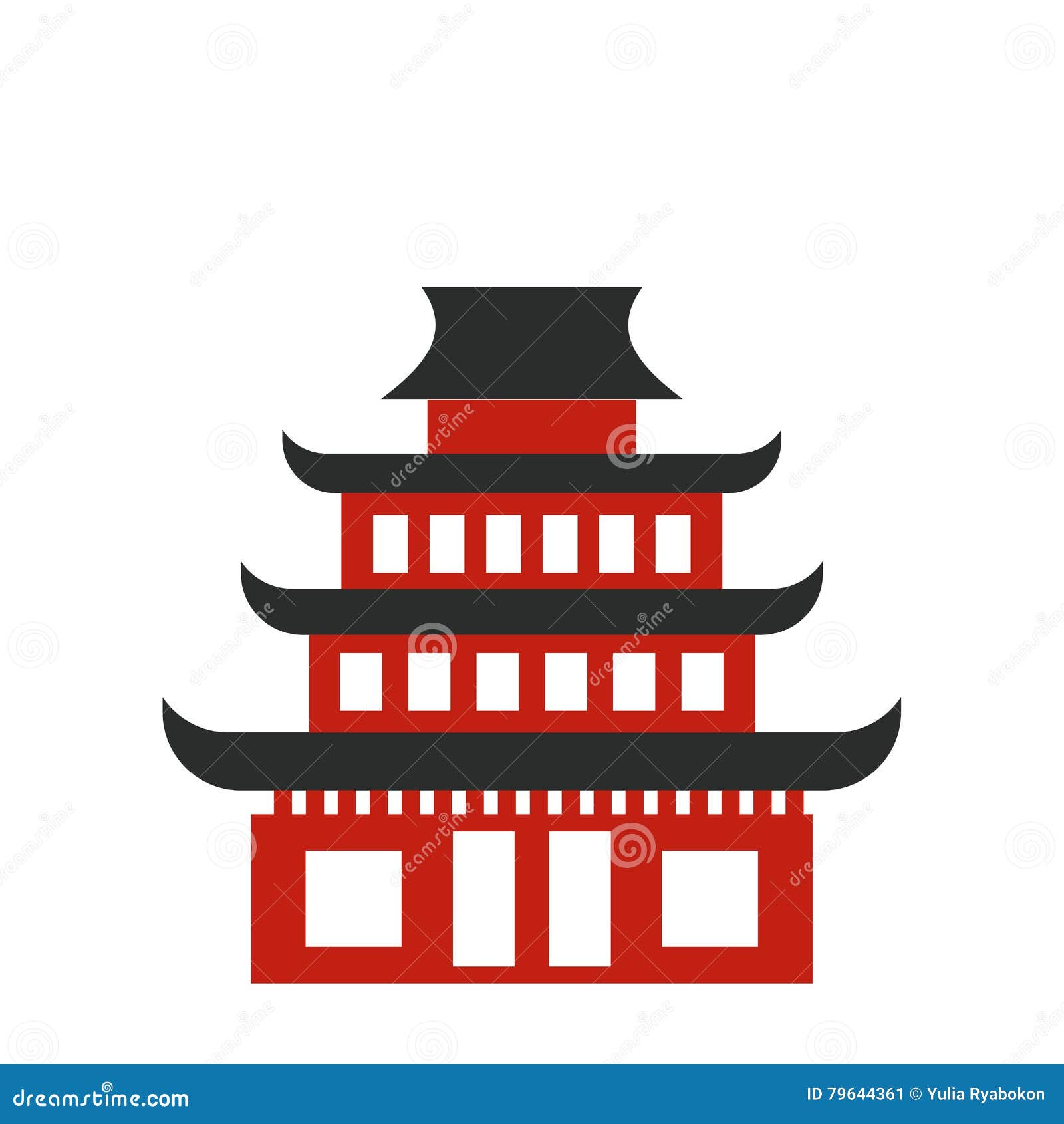 Pagoda flat icon stock vector. Illustration of icon, landmark - 79644361