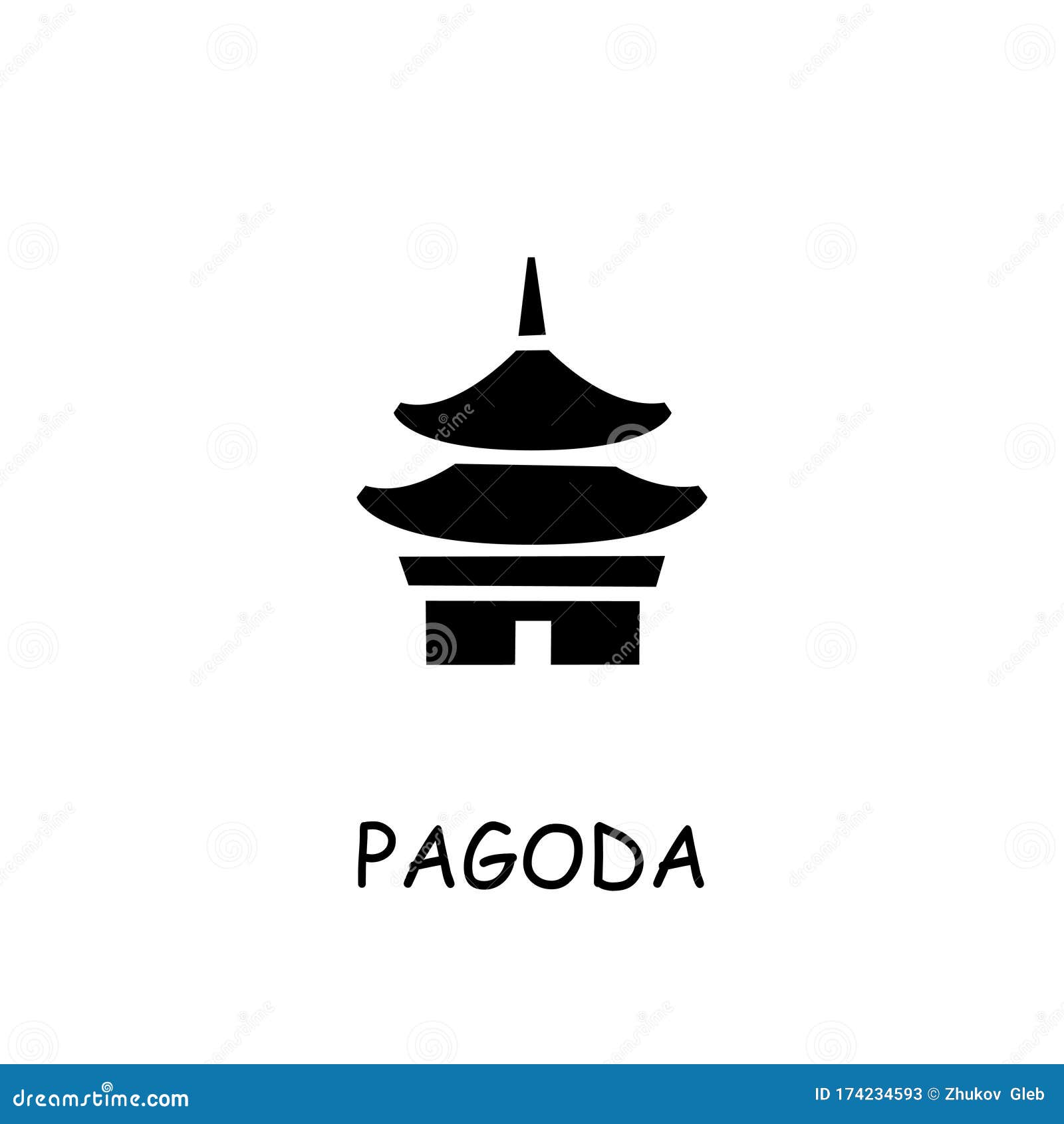 Pagoda flat vector icon stock illustration. Illustration of landmark ...