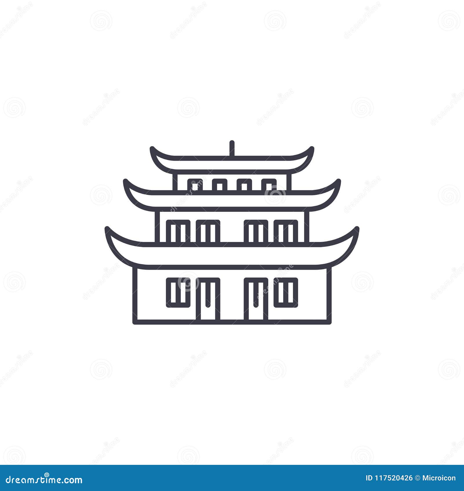 Pagoda Linear Icon Concept. Pagoda Line Vector Sign, Symbol ...
