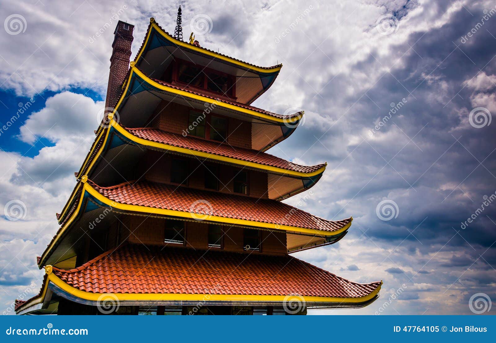 The Pagoda in Reading, Pennsylvania. Stock Image - Image of clouds ...