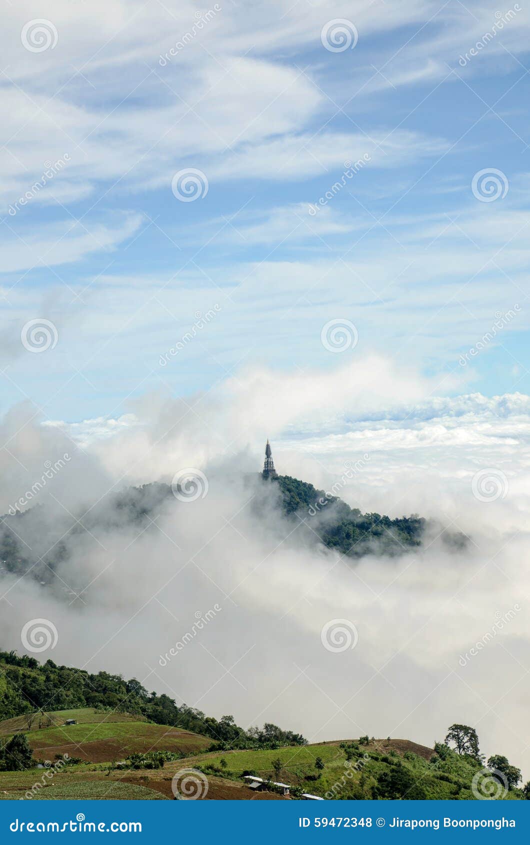 Pagoda on top of mountain stock photo. Image of highlands - 59472348