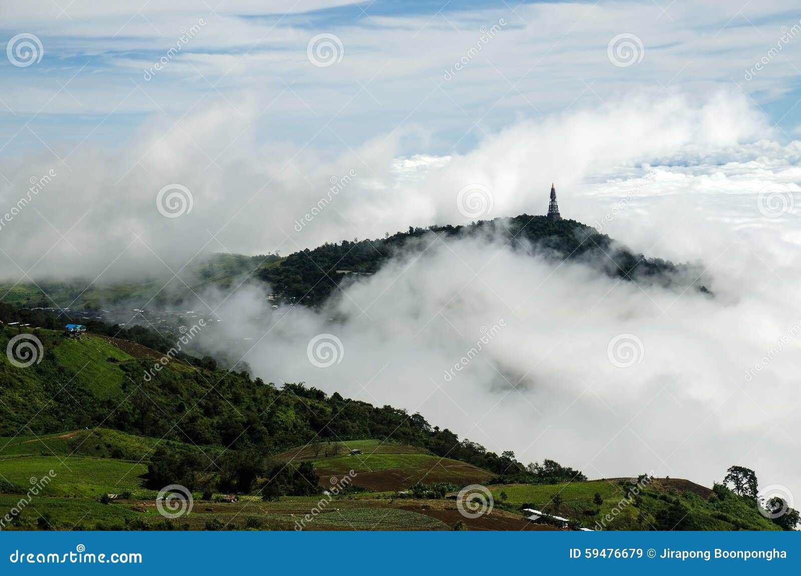 Pagoda on top of mountain stock image. Image of mountain - 59476679