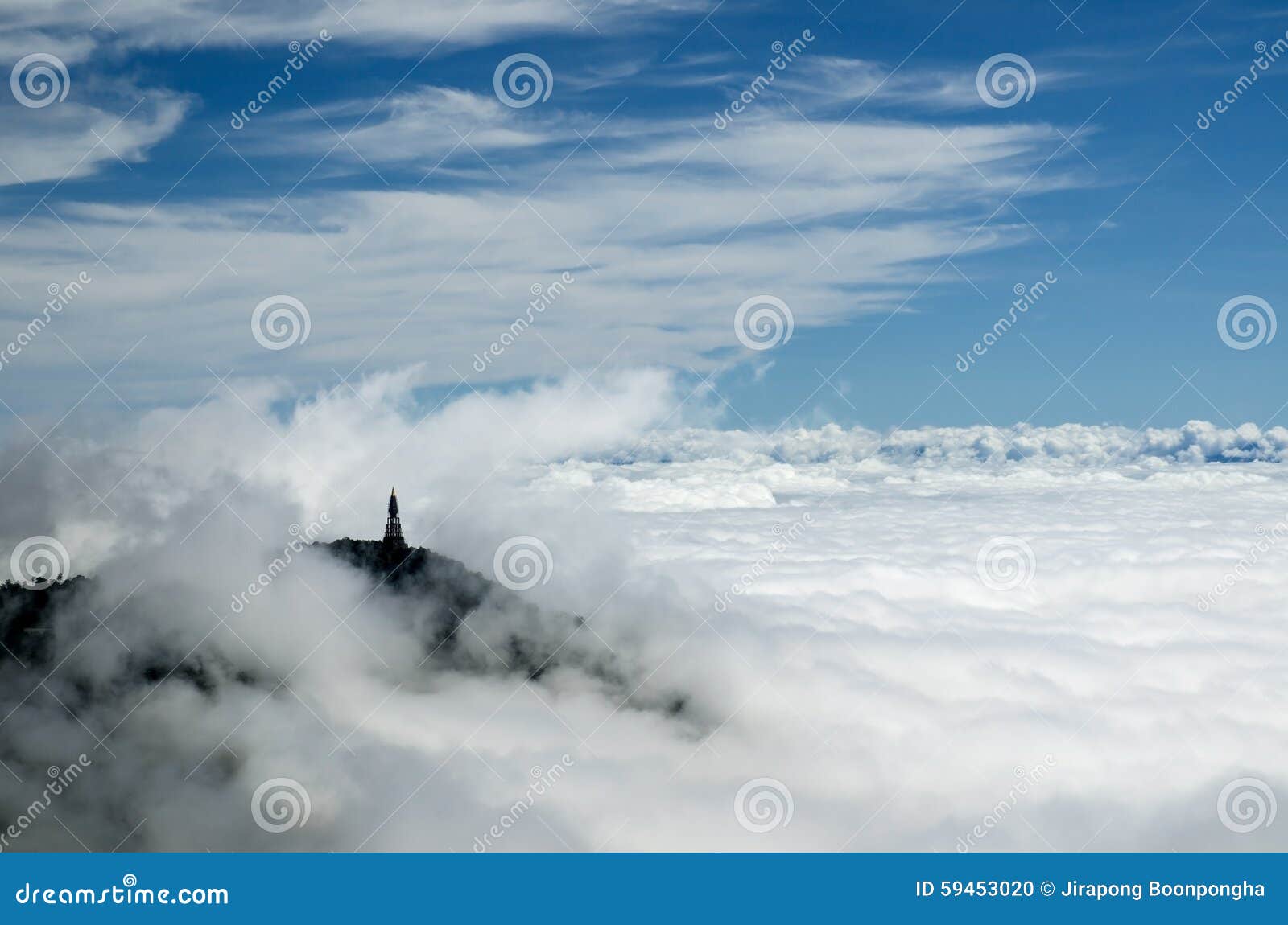 Pagoda on top of mountain stock photo. Image of stupa - 59453020
