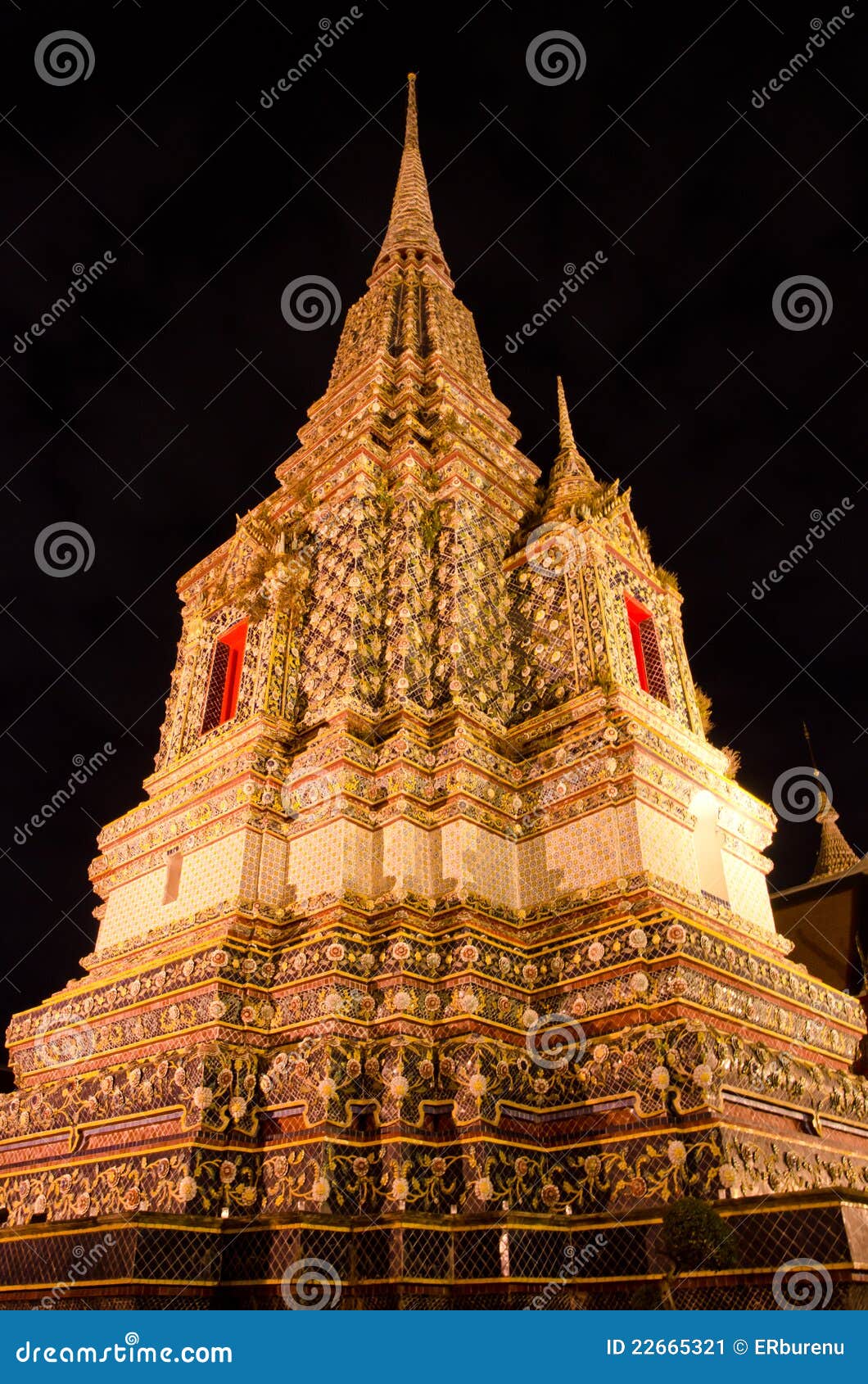 Pagoda at Wat Po temple stock image. Image of religion - 22665321