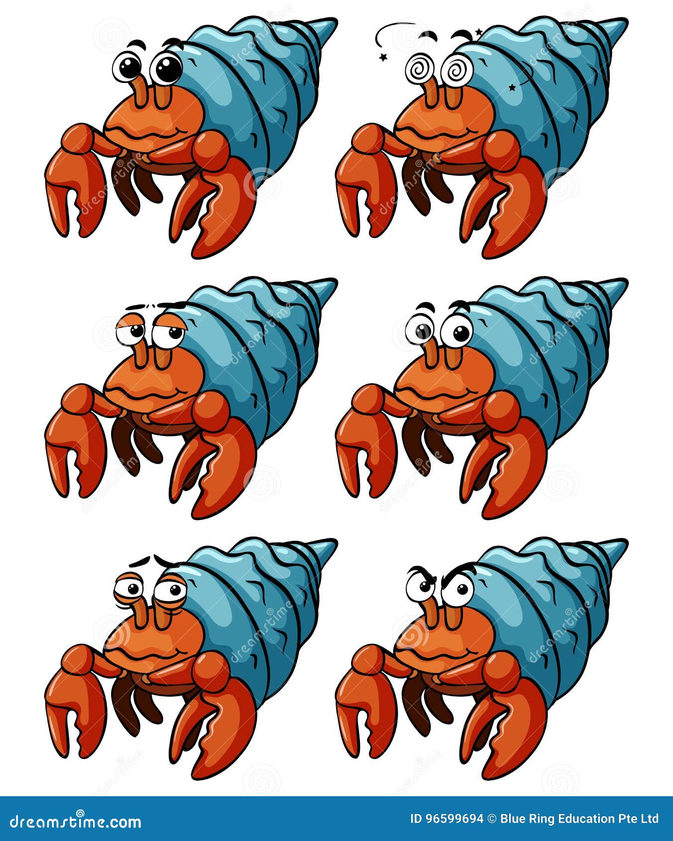 Paguri Con Differenti Emozioni Illustrazione Vettoriale - Illustrazione ...