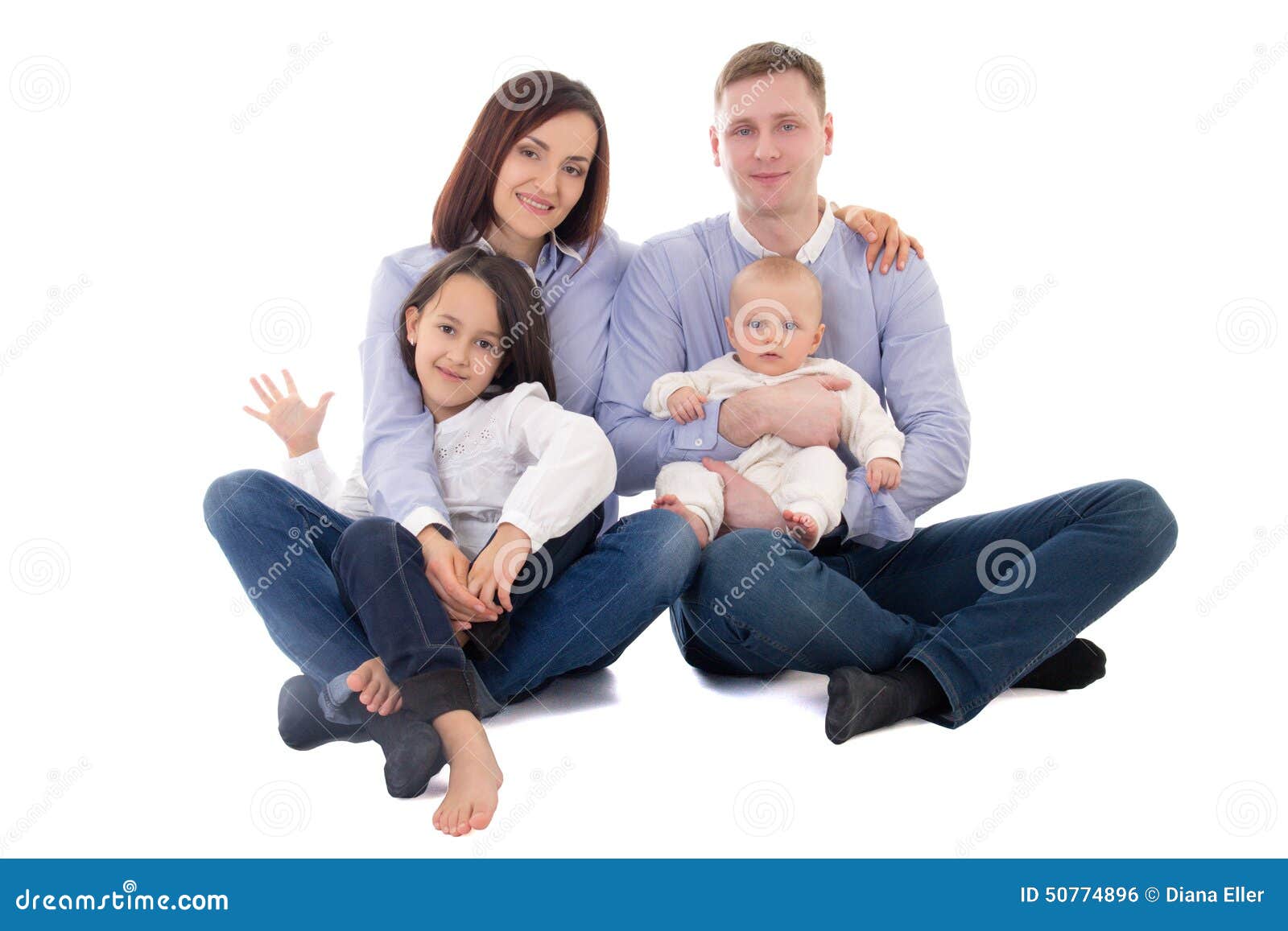 Pai Mãe Filha E Filho Isolados No Branco Foto De Stock Imagem De