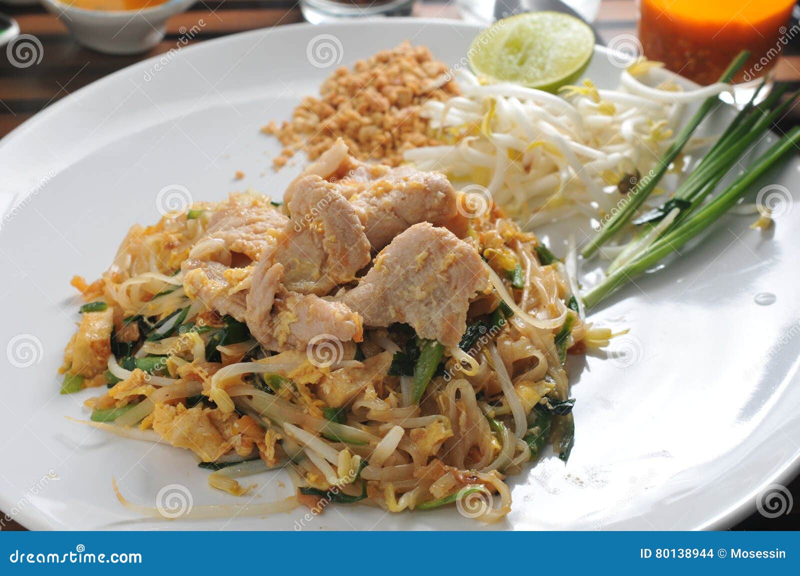 Pai Thai noodle pork meat stock photo. Image of thai - 80138944