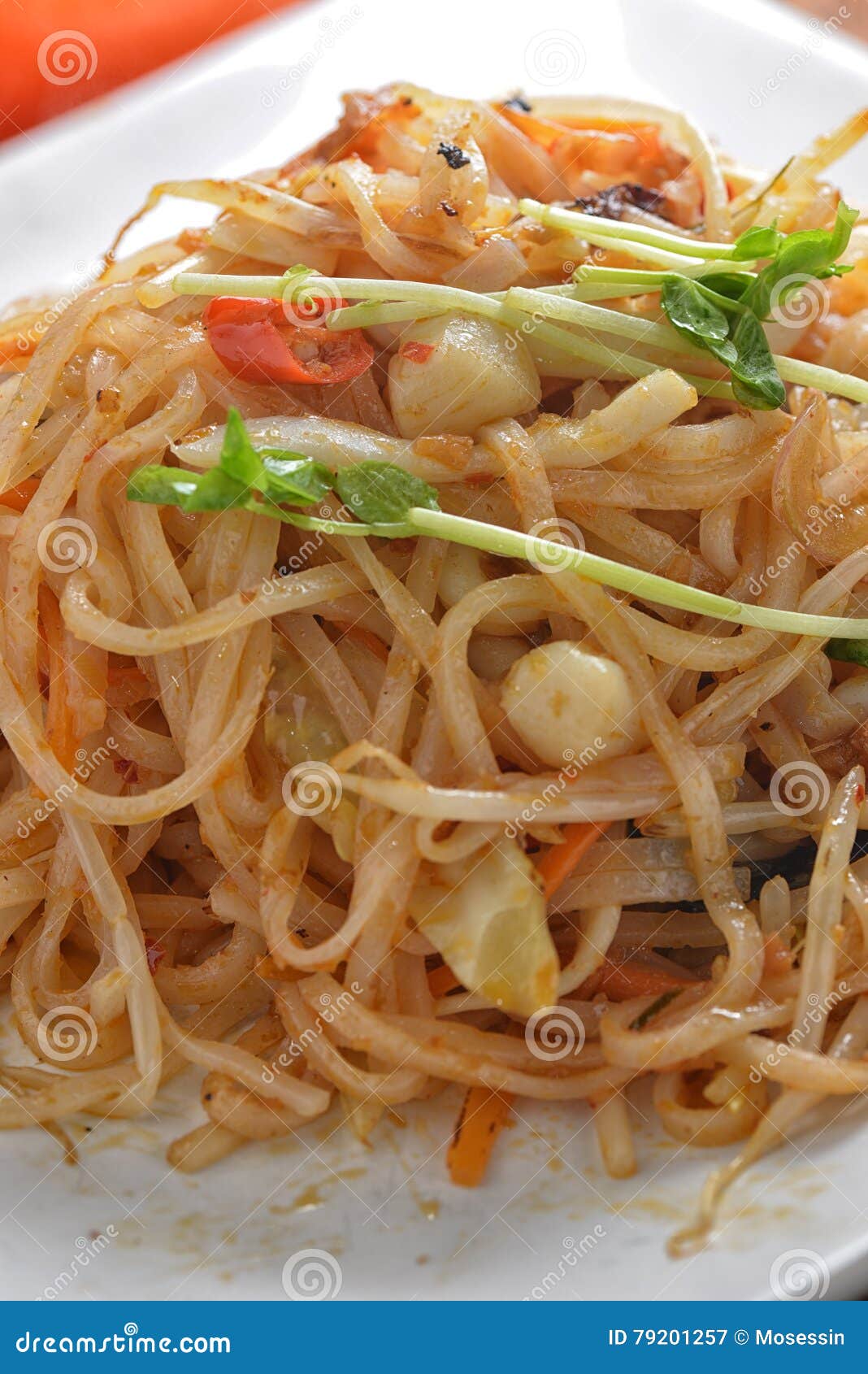 Pai Thai noodle stock image. Image of wide, lettuce, food - 79201257