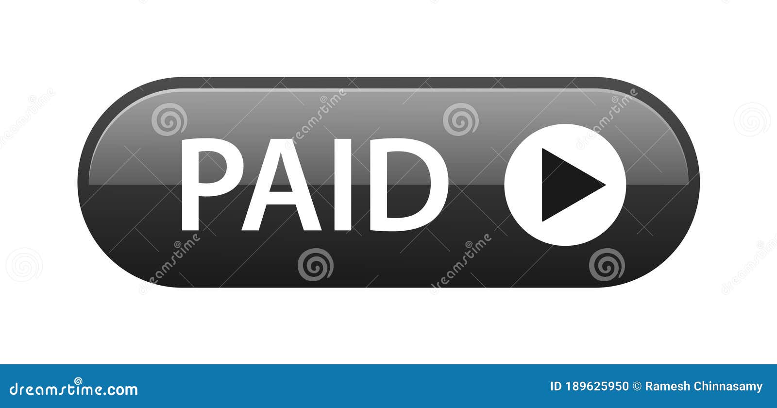 Paid button stock vector. Illustration of currency, blank - 189625950