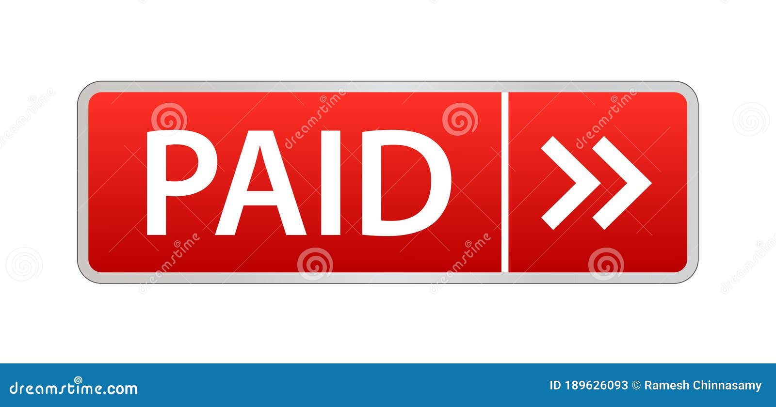 Paid button stock vector. Illustration of dollar, arrow - 189626093