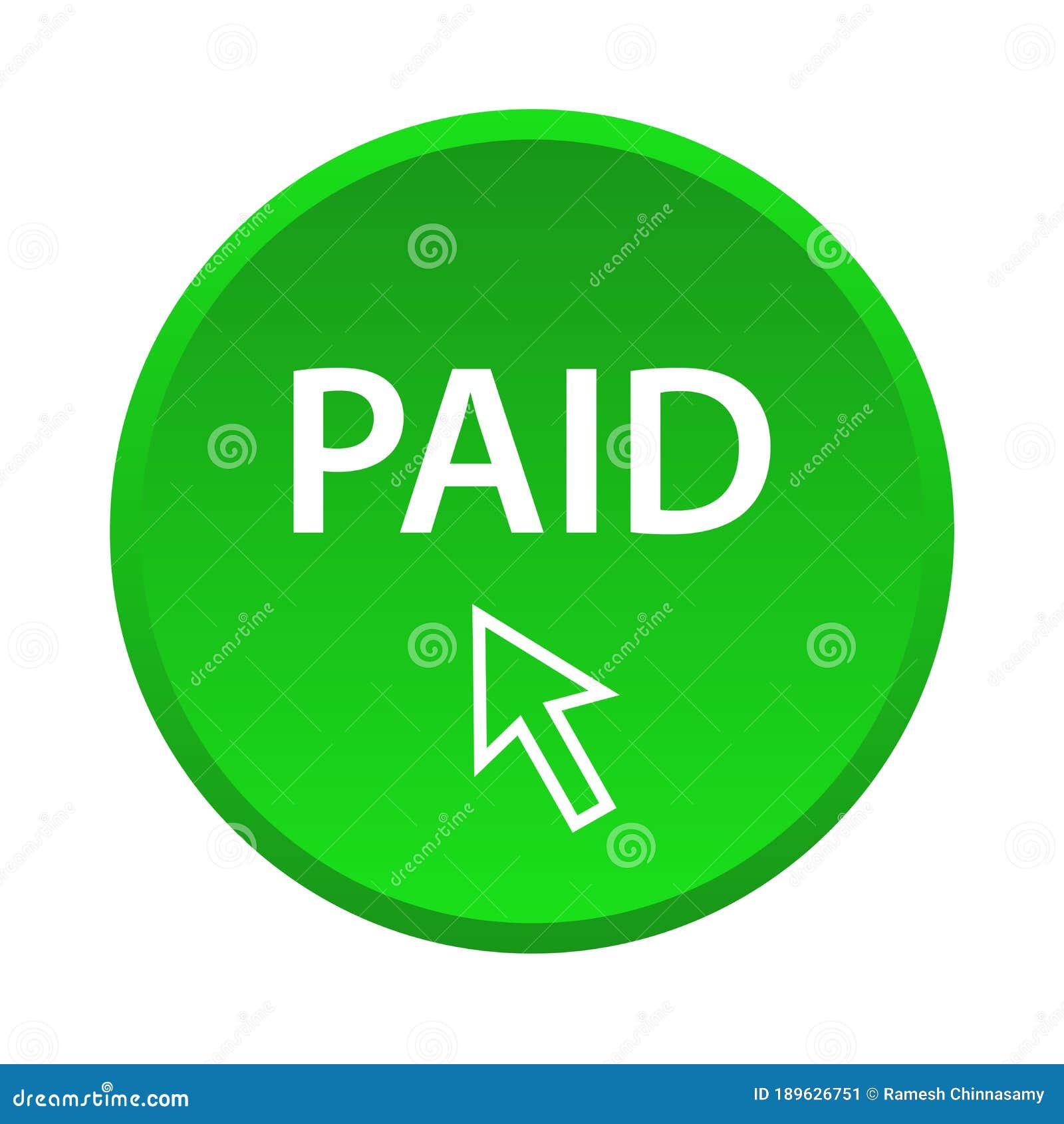 Paid button stock vector. Illustration of checkout, cart - 189626751