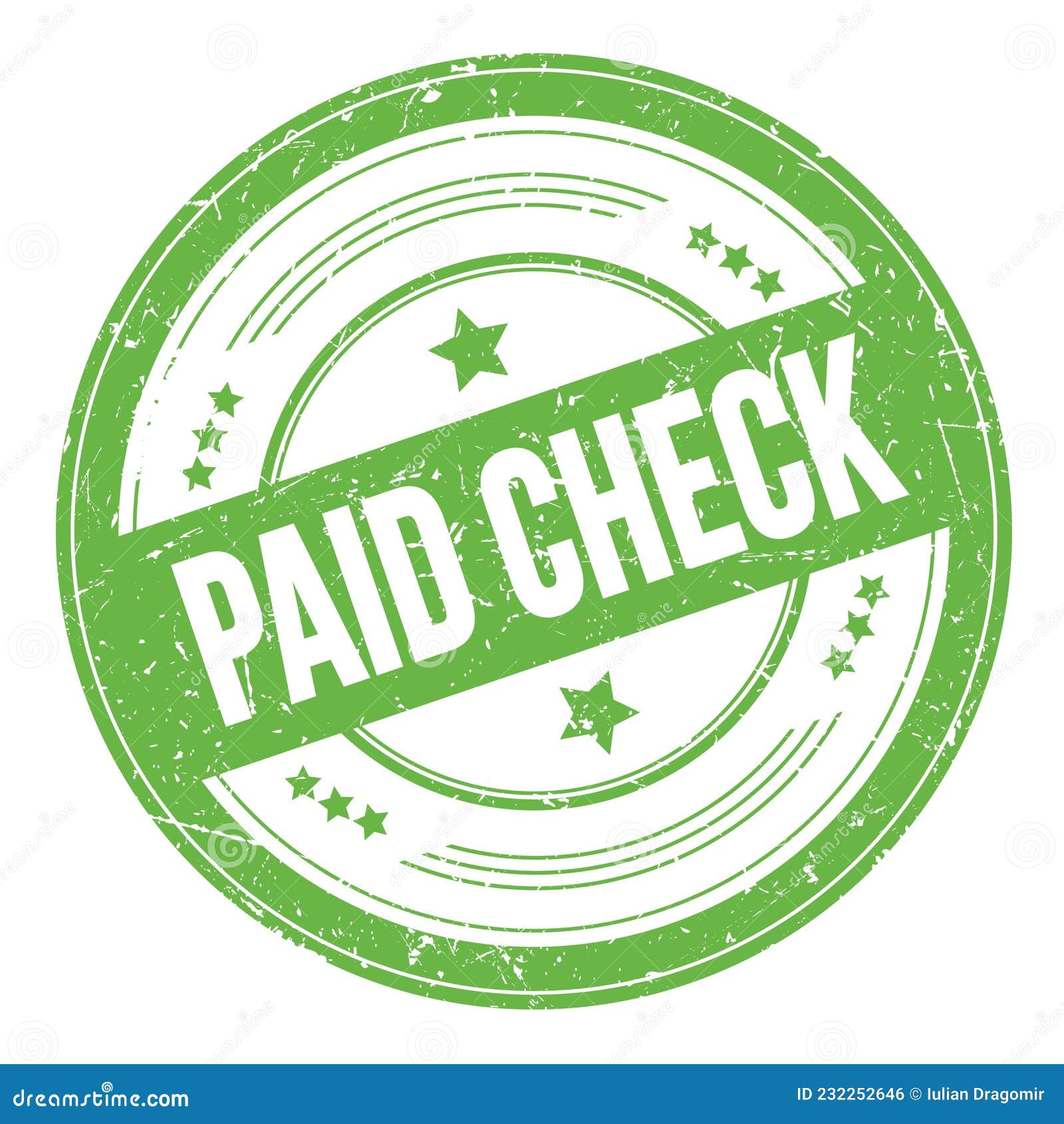 PAID CHECK Text on Green Round Grungy Stamp Stock Illustration ...