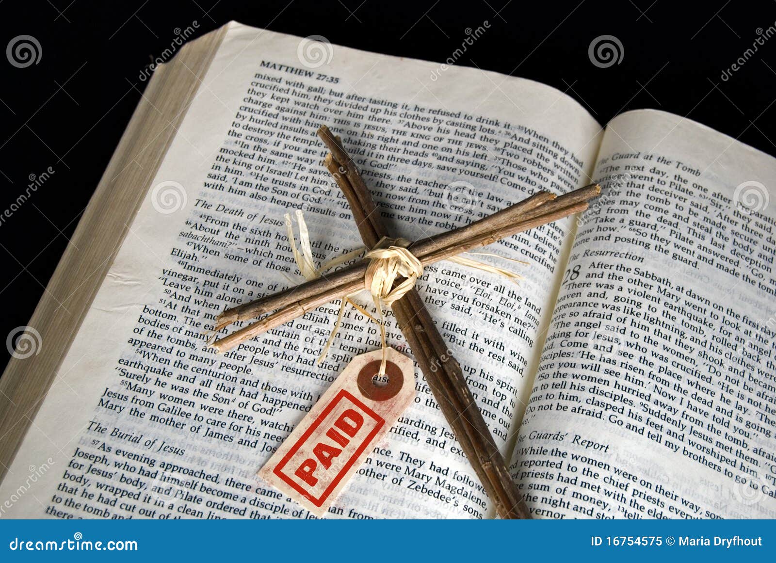 Twig Cross with Tag on Bible Stock Image - Image of holiday, death ...