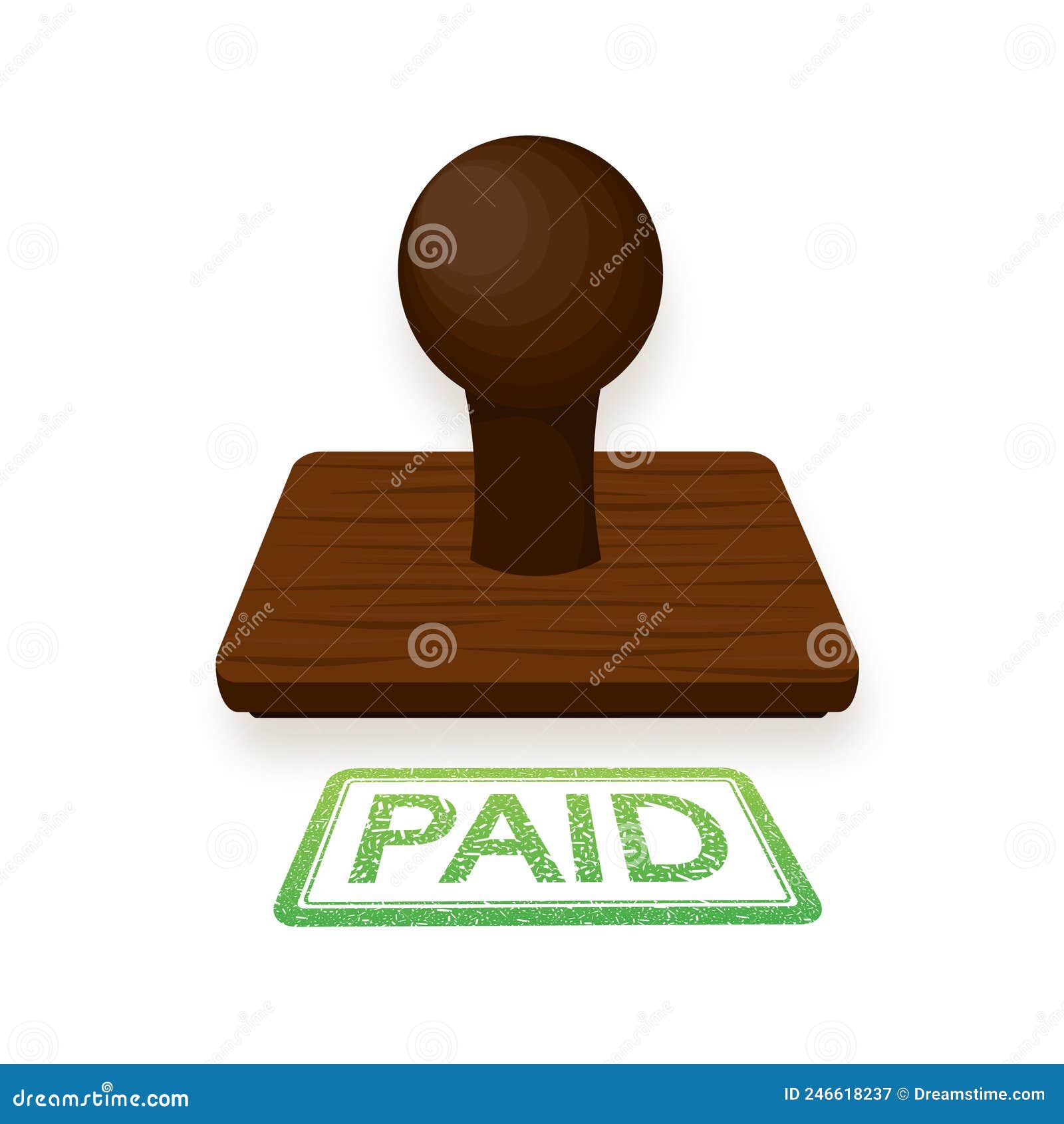 Paid Green Stamp Isolated on White Background. Vector Illustration ...