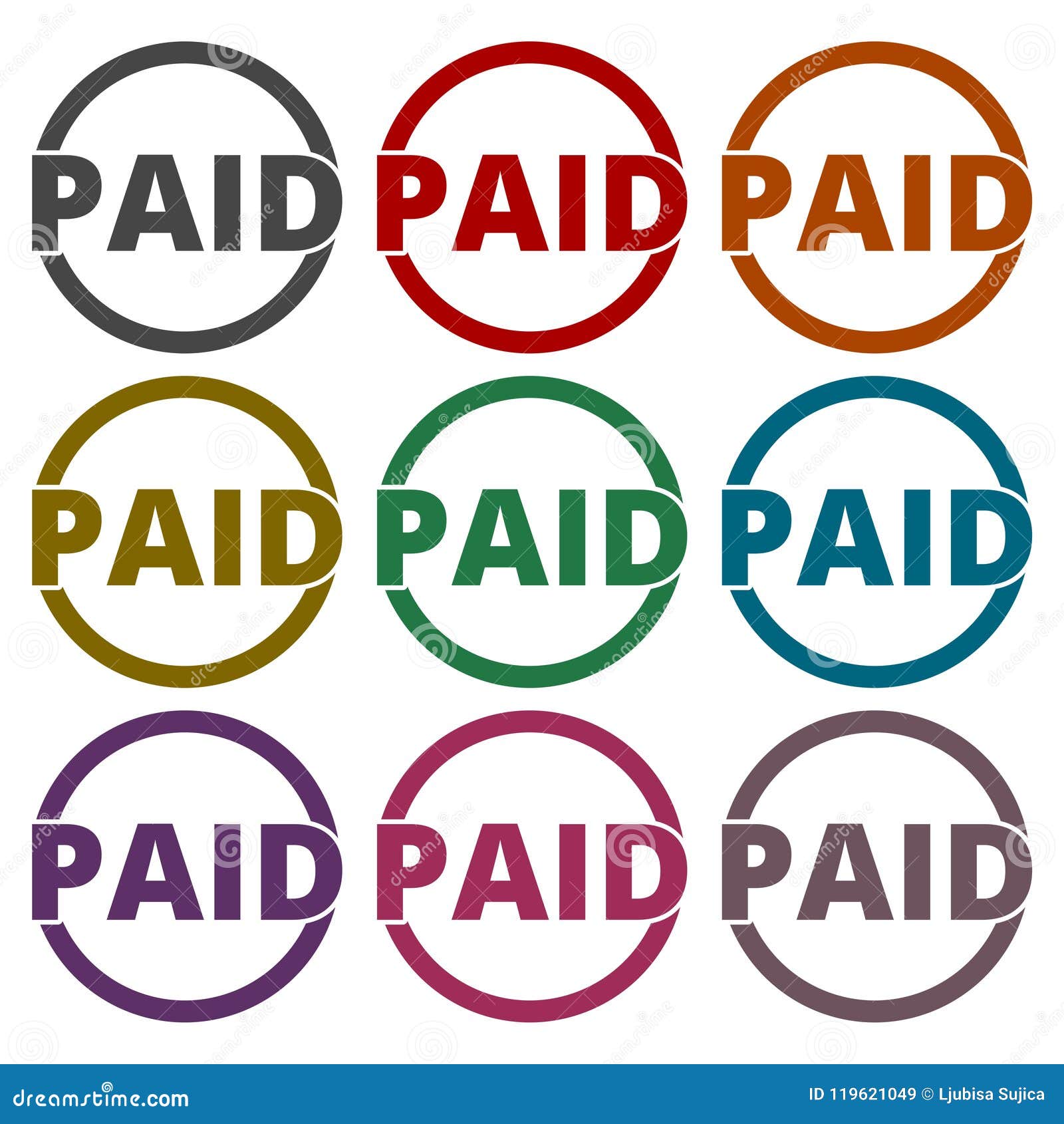 Paid icons set stock vector. Illustration of indemnify - 119621049