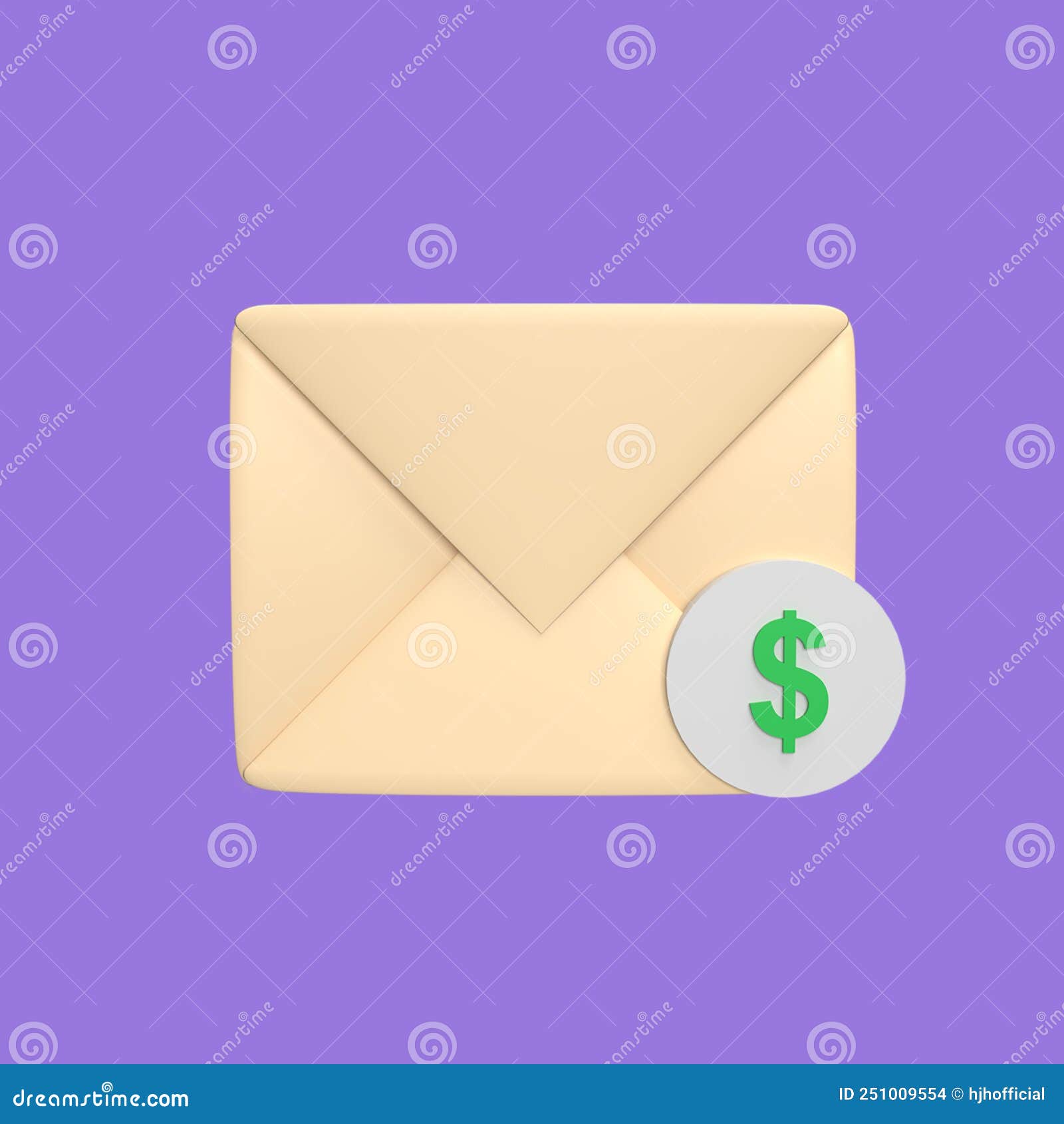 Paid Message 3d Icon Model Cartoon Style Concept. Render Illustration ...