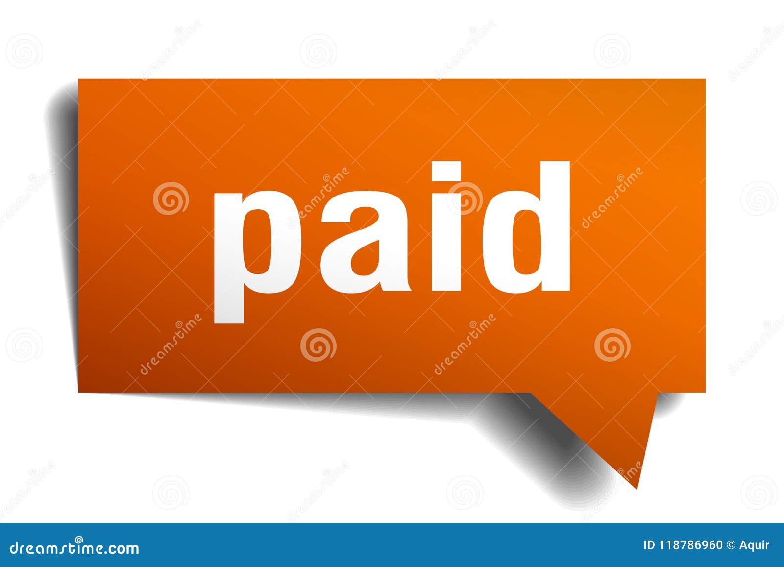 Paid Orange 3d Speech Bubble Stock Vector - Illustration of notice ...