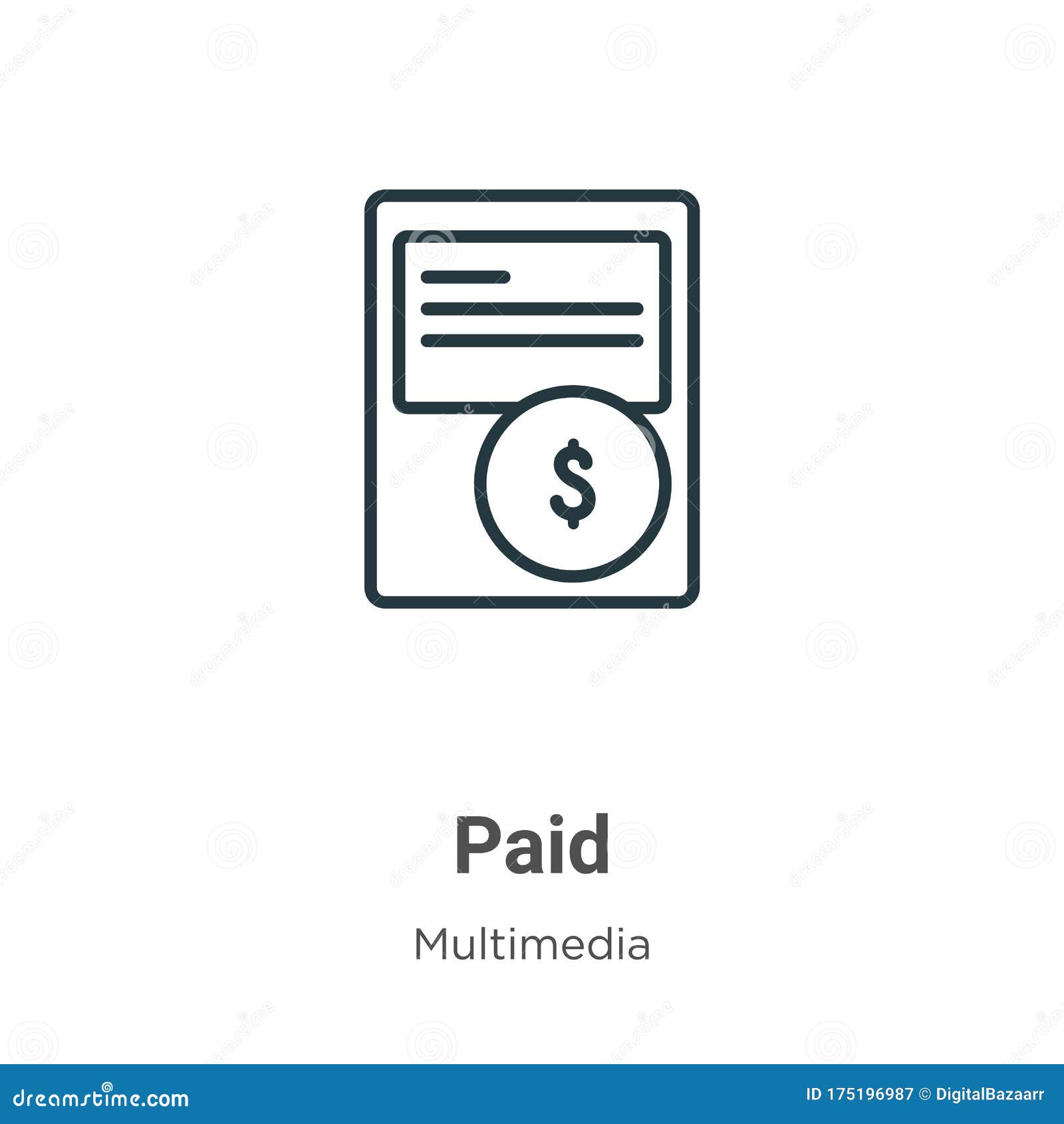 Paid Outline Vector Icon. Thin Line Black Paid Icon, Flat Vector Simple ...