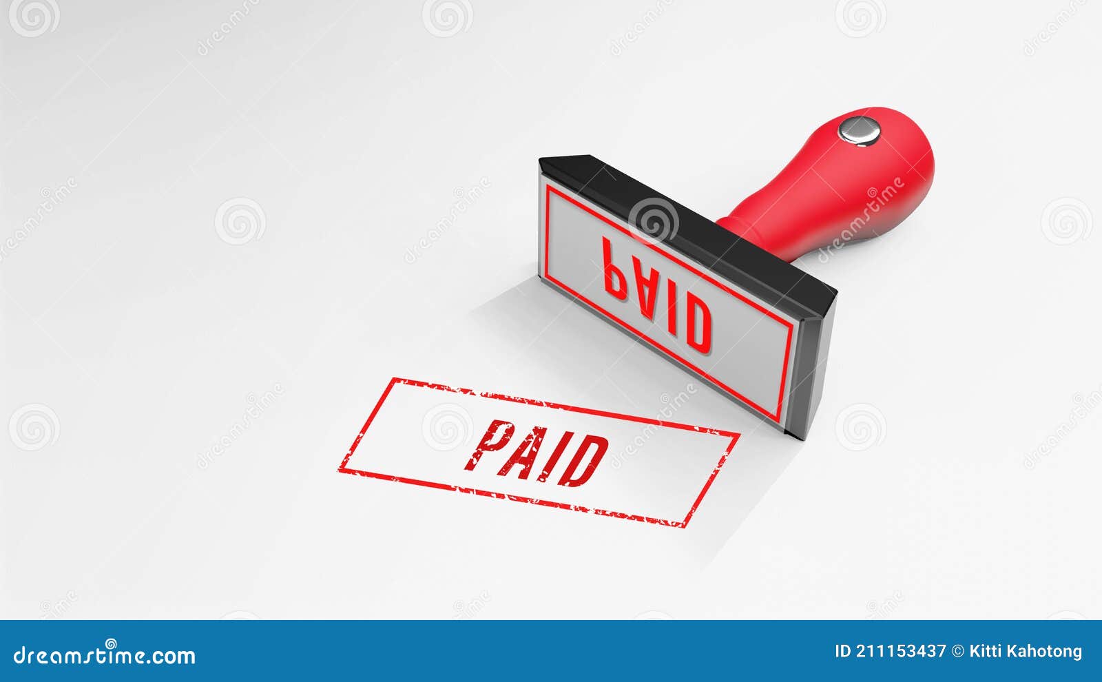 PAID Rubber Stamp 3D Rendering Stock Illustration - Illustration of ...