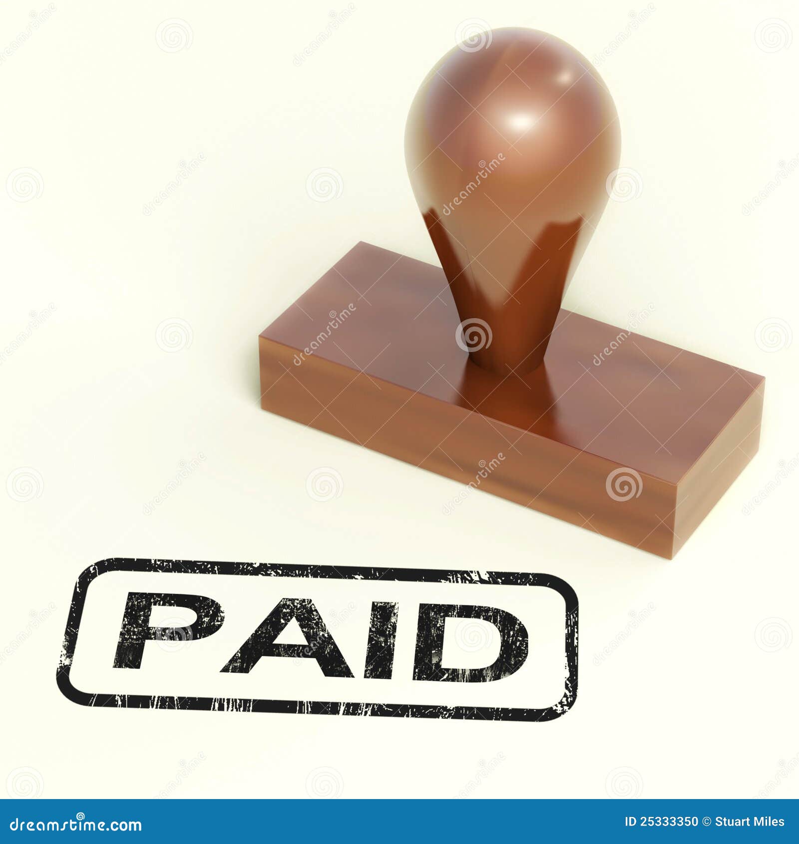 Paid Rubber Stamp Shows Payment Confirmation Stock Illustration ...