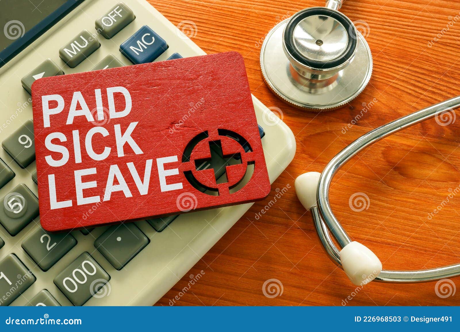 Paid Sick Leave Words on the Red Plate. Stock Image - Image of personal ...