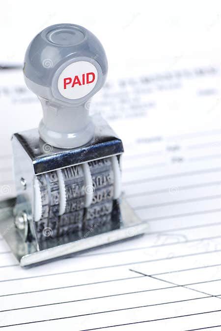 Paid stamp on invoice stock photo. Image of document - 12569862