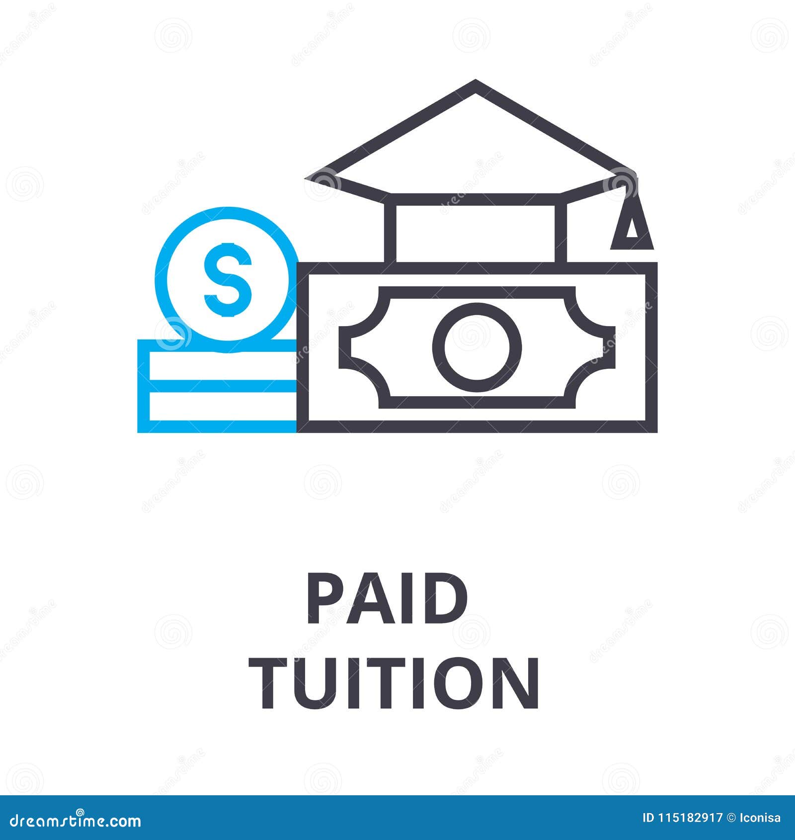 Paid Tuition Thin Line Icon, Sign, Symbol, Illustation, Linear Concept ... Paid Tuition Thin Line Icon, Sign, Symbol, Illustation, Linear Concept ...