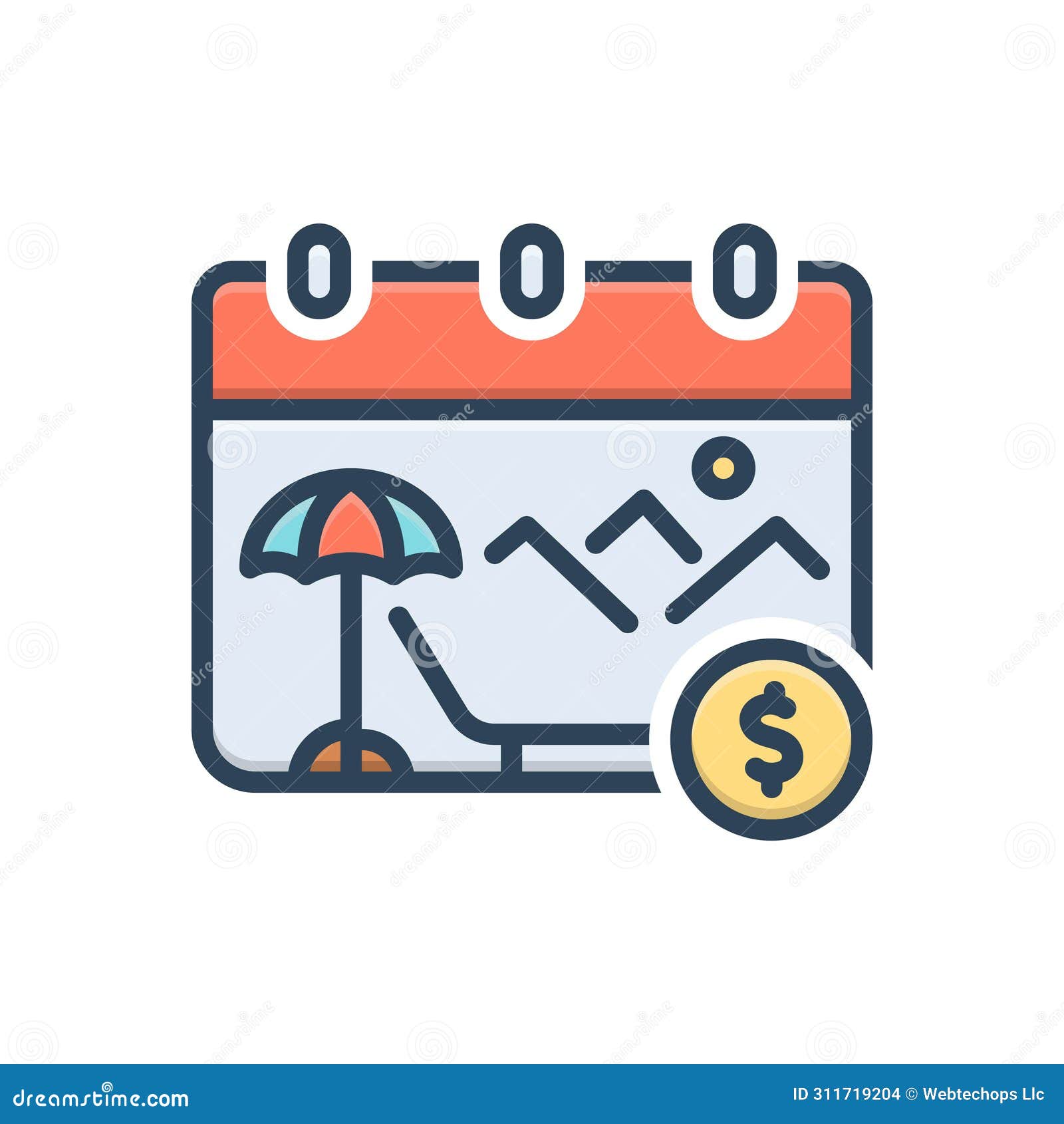 Color Illustration Icon for Paid Vacation, Vacation and Time Stock ...