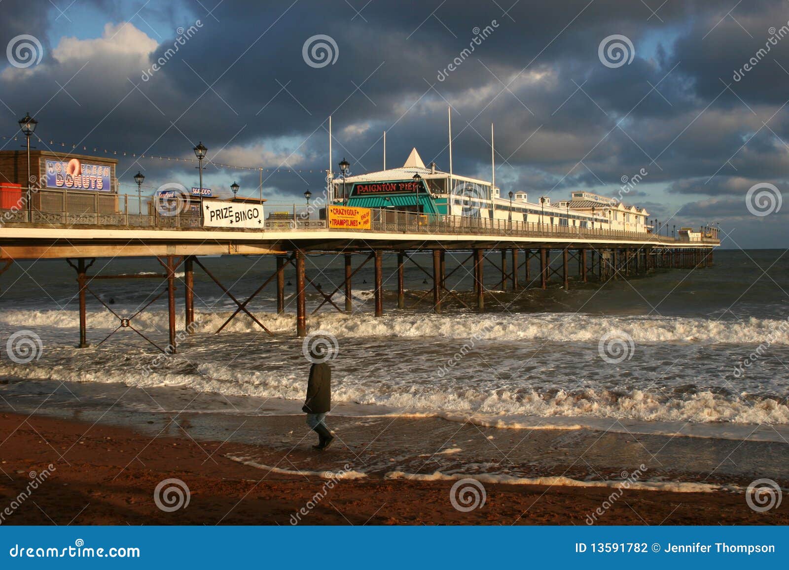 Paignton pier stock photo. Image of amusement, pier, sand - 13591782