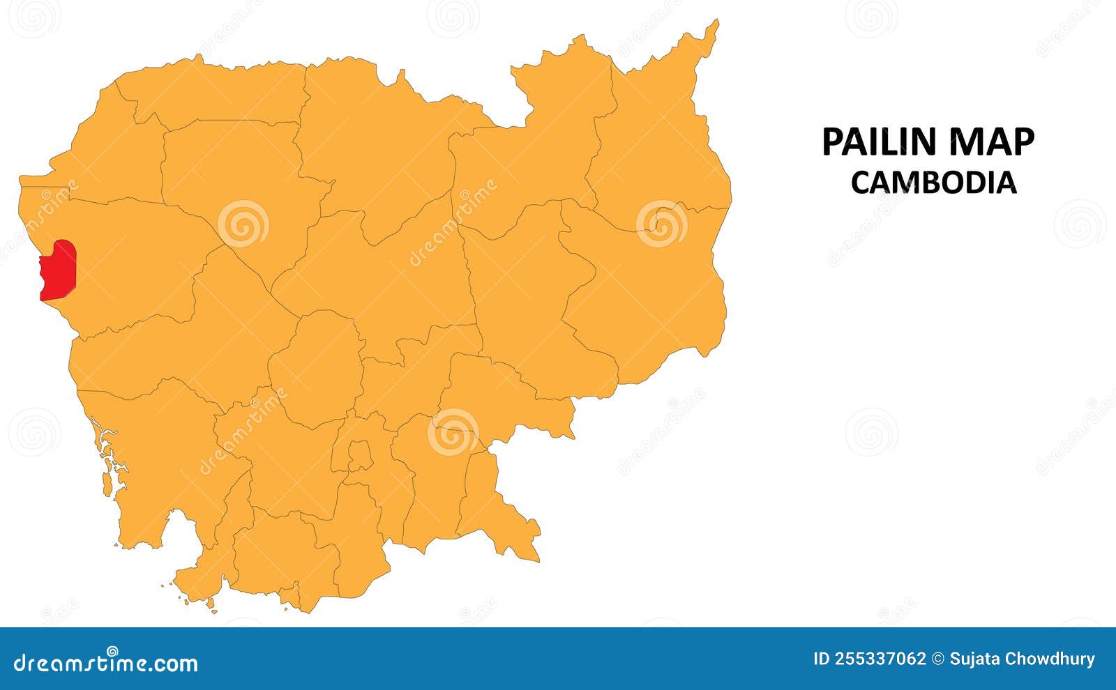 Pailin State And Regions Map Highlighted On Cambodia Map Vector ...
