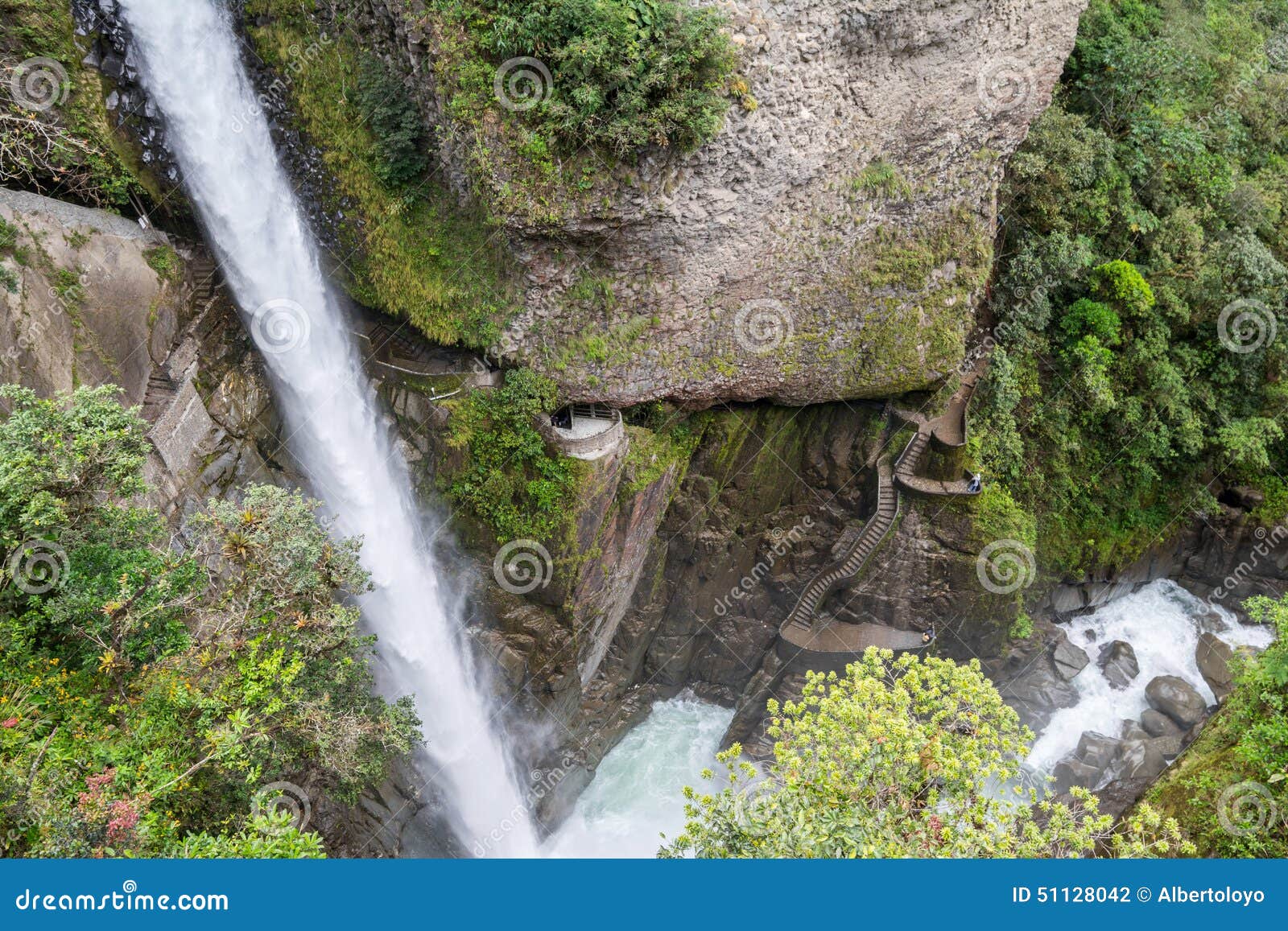 Pailon Del Diablo Devil`s Cauldron Waterfall, Ecuador Royalty-Free ...