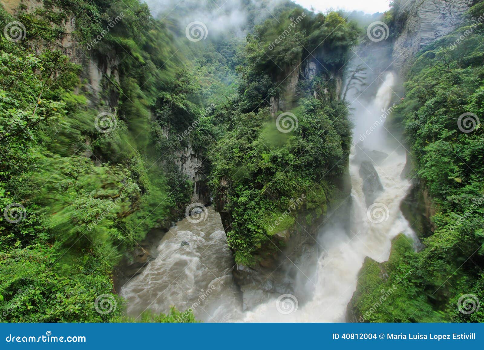Pailon Del Diablo Devil`s Cauldron Waterfall, Ecuador Royalty-Free ...
