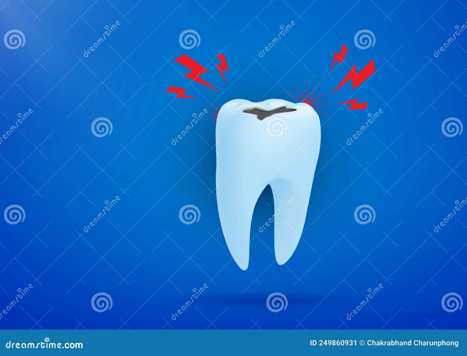 Pain in Broken Tooth Vector Illustration Realistic Stock Vector ...