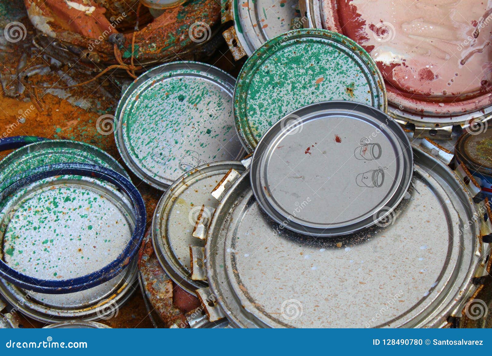 Pain cans stock photo. Image of cover, colours, circle - 128490780