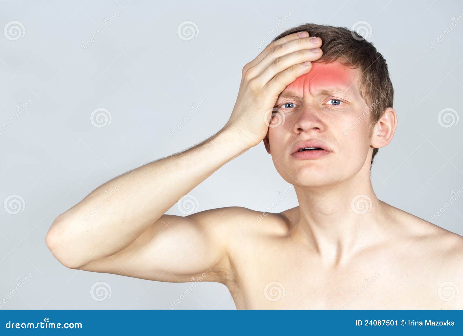 Pain Head Marked with a Red Stock Image - Image of adult, caucasian ...