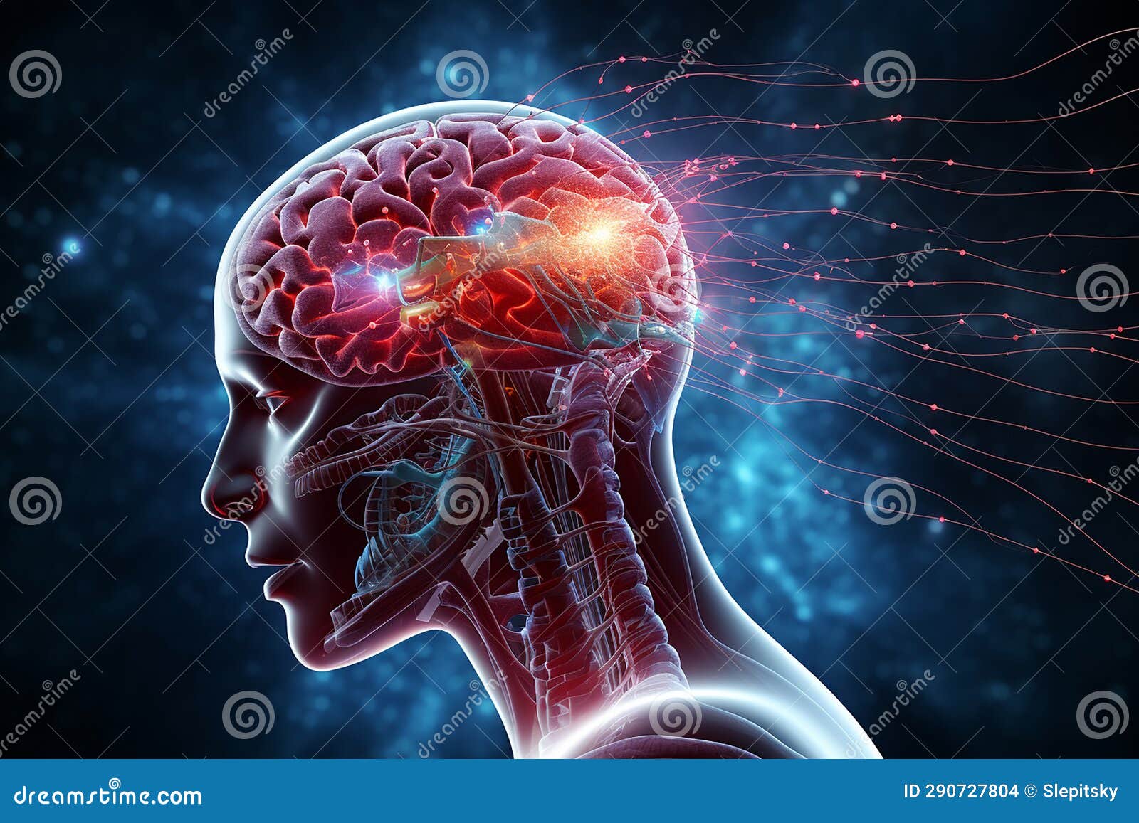 Pain in the human brain stock photo. Image of concussion - 290727804