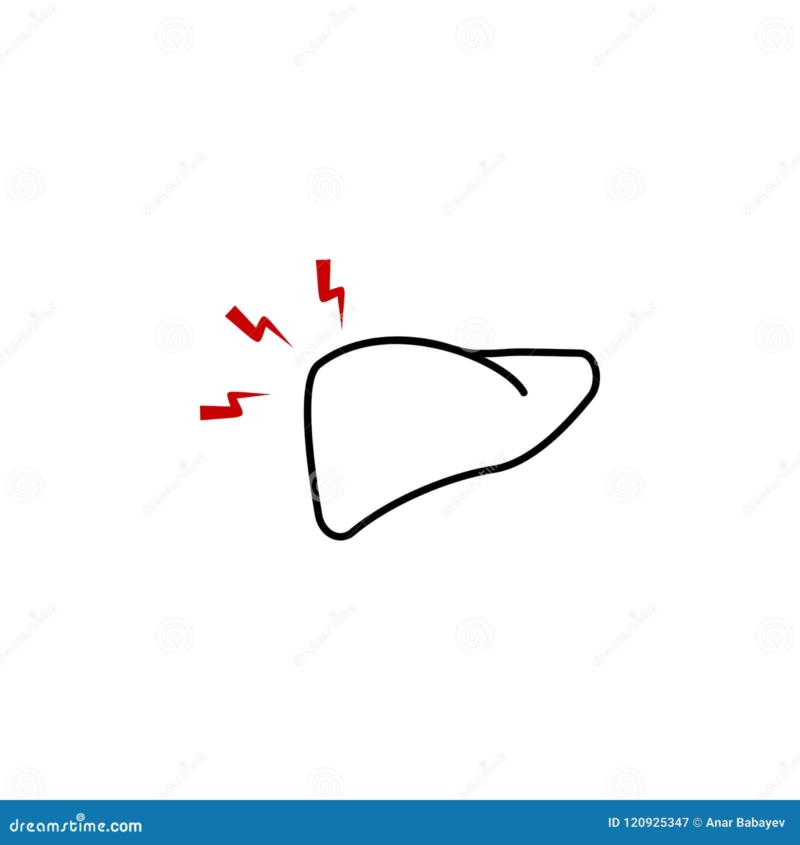 Pain In Liver Thin Line Icon, Body Pain Concept, Liver Disease Vector ...