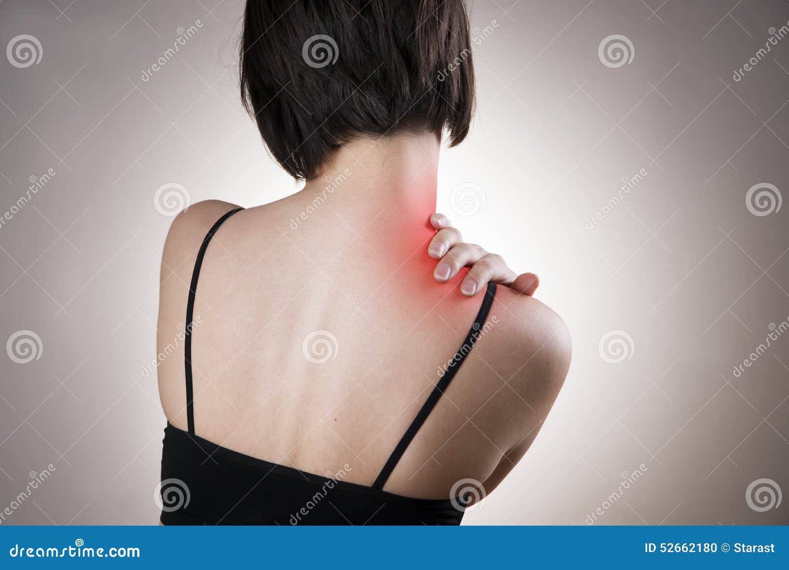 Pain in neck of women stock photo. Image of painful, hand - 52662180