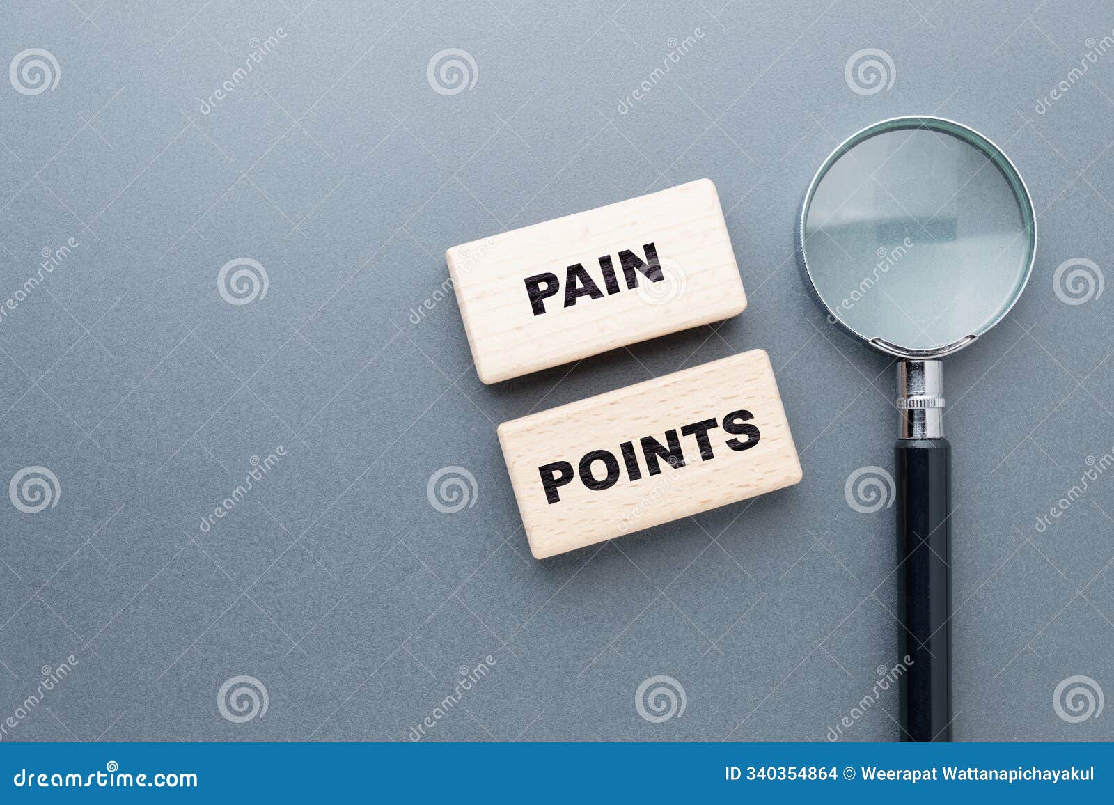 PAIN POINTS, with a Magnifying Glass Stock Photo - Image of glass ...