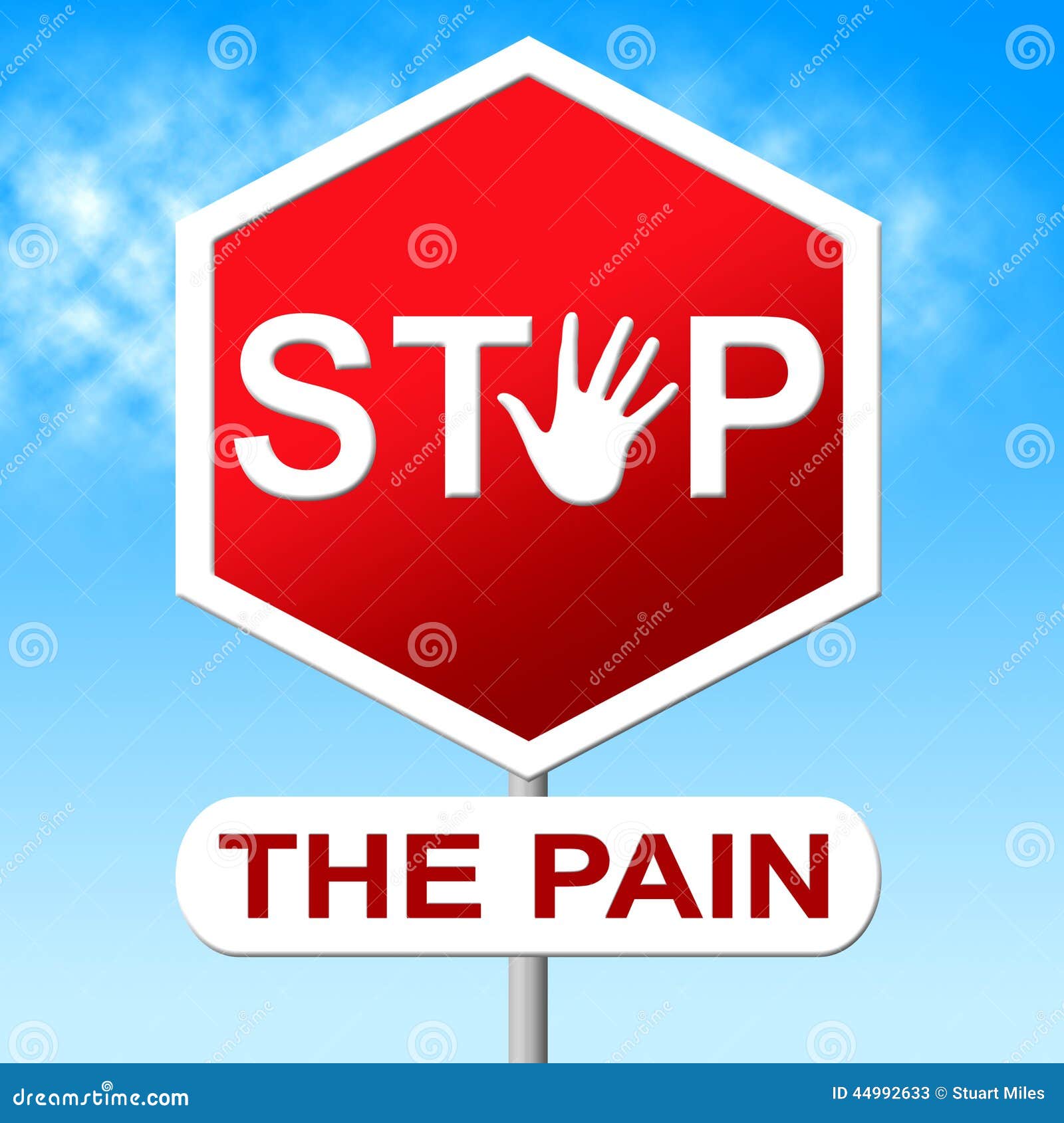 Pain Stop Indicates Warning Sign and Control Stock Illustration ...