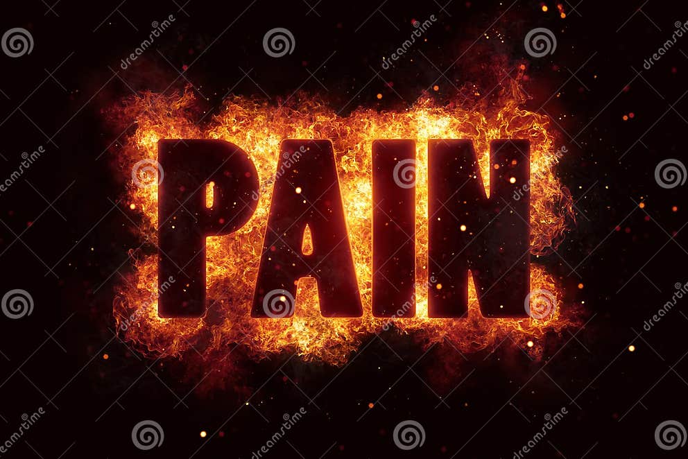 Pain Text on Fire Flames Explosion Burning Stock Illustration ...