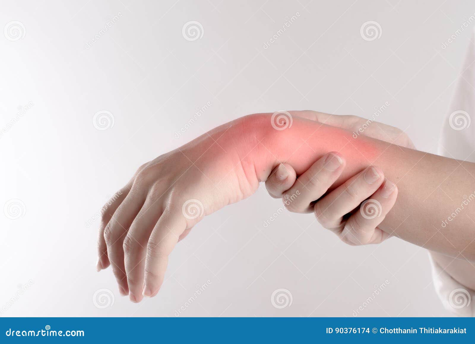A Pain in the Woman`s Wrist on White Background Stock Photo - Image of ...