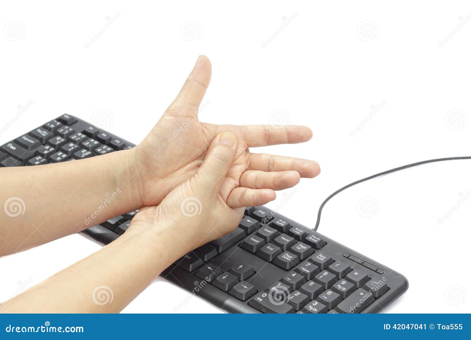 Painful Hand Due To Prolonged Use of Keyboard. Stock Image - Image of ...