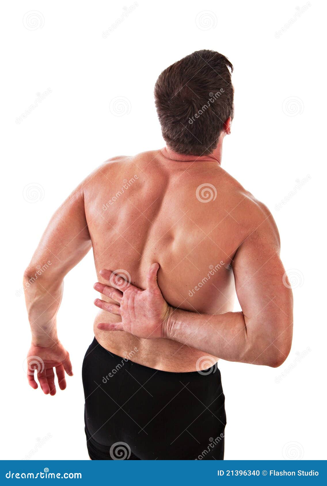 Painful Man Holding His Back Isolated Stock Photo - Image of face, hair ...